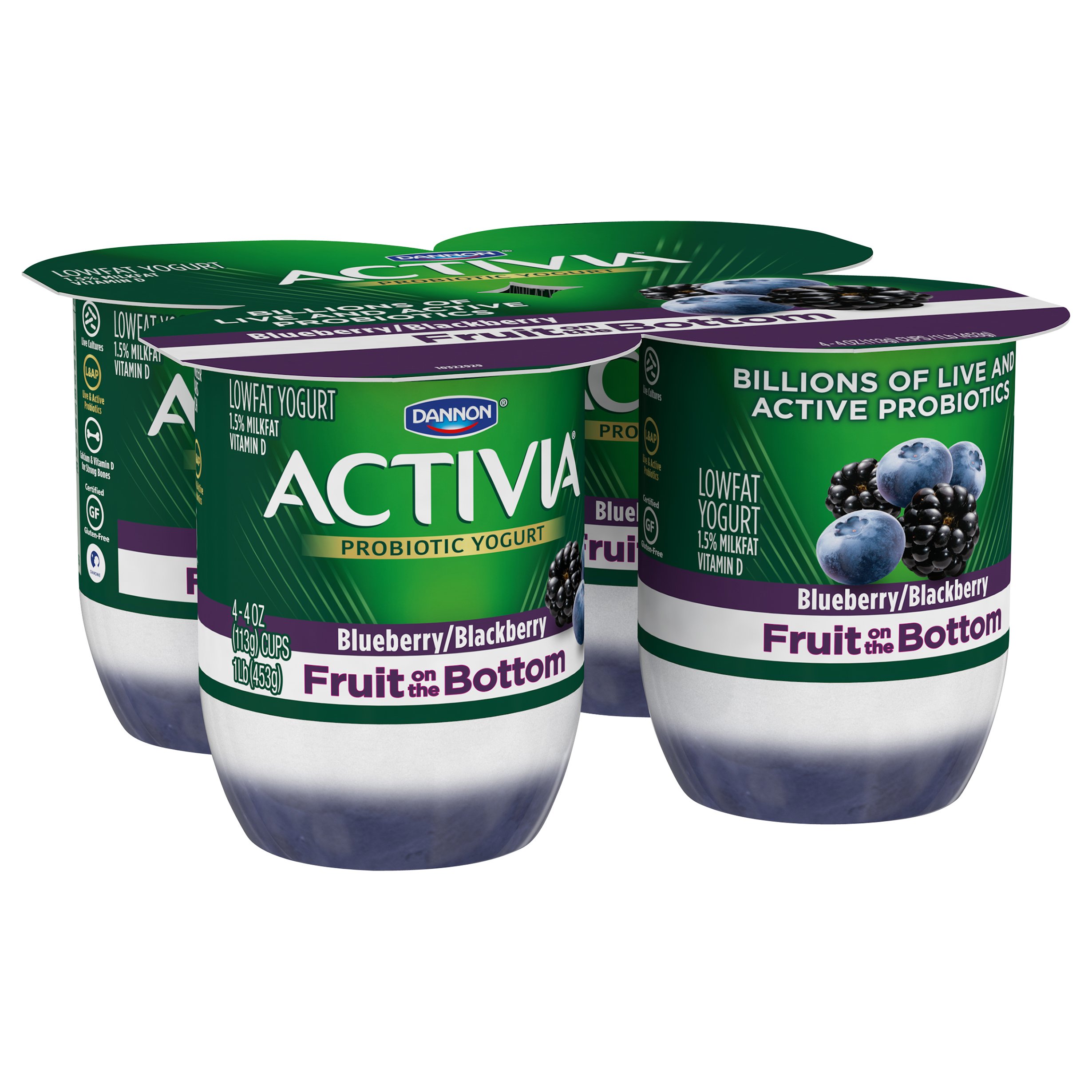 Dannon Activia Fruit on the Bottom Low-Fat Blueberry & Blackberry ...