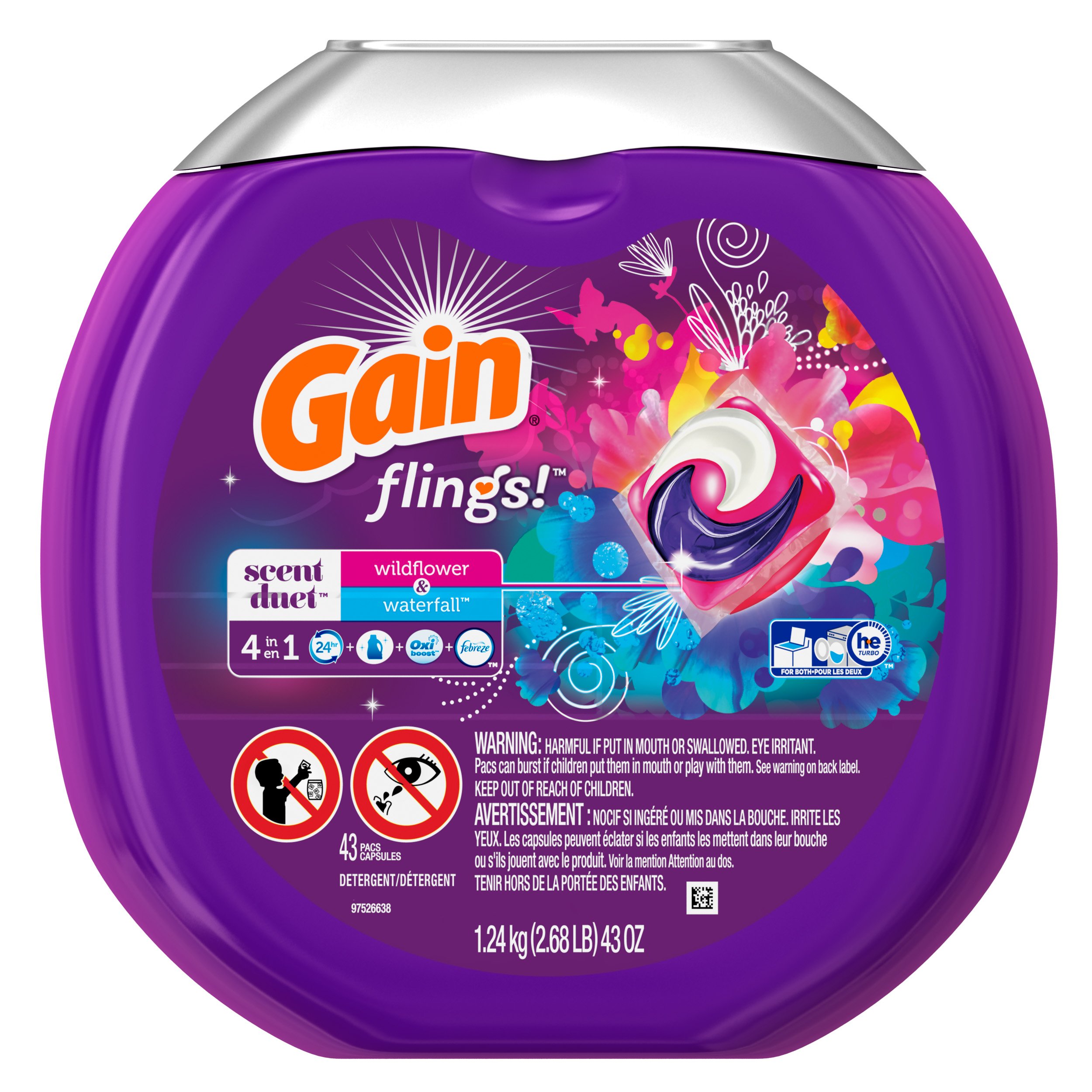 Gain Flings! Wildflower & Waterfall HE Laundry Detergent Pacs - Shop ...