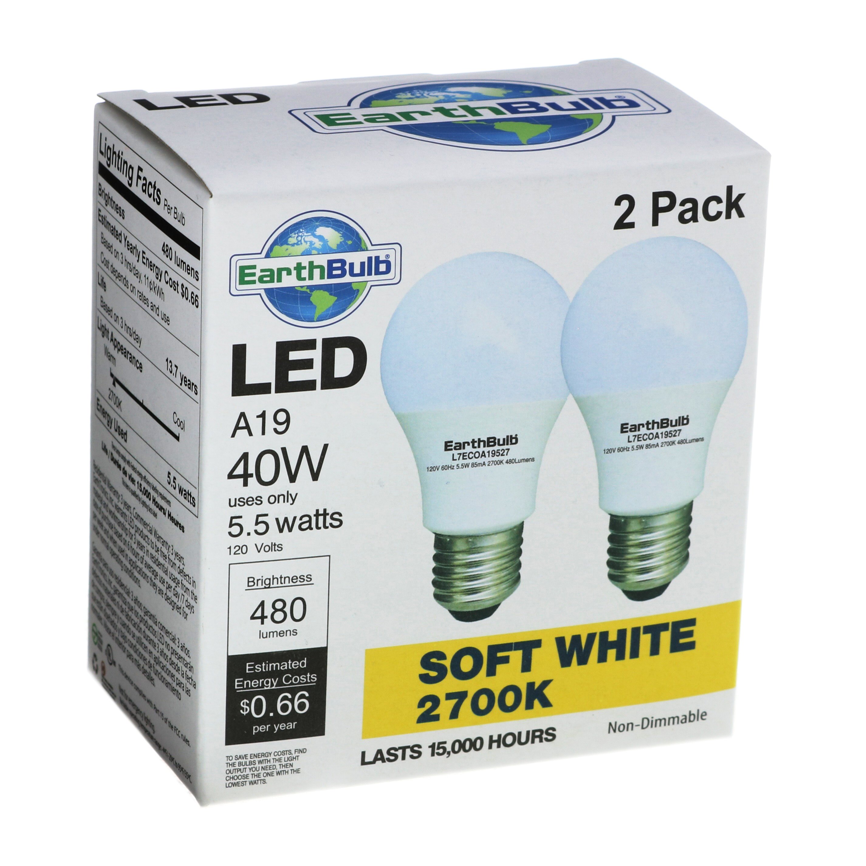 EarthBulb A19 40-Watt Soft White LED Light Bulbs - Shop Light bulbs at ...
