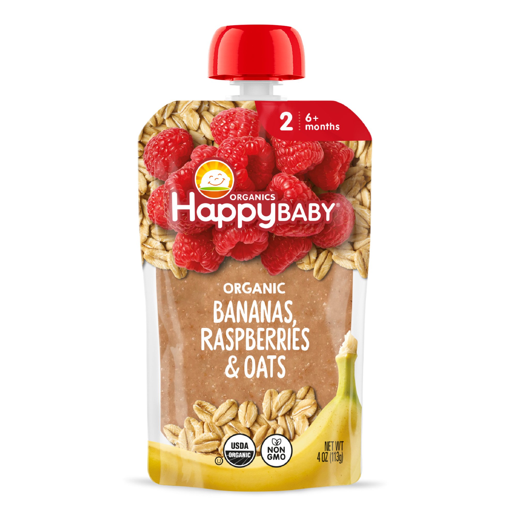 Happy Baby Organics Stage 2 Pouch - Bananas Raspberries & Oats - Shop ...