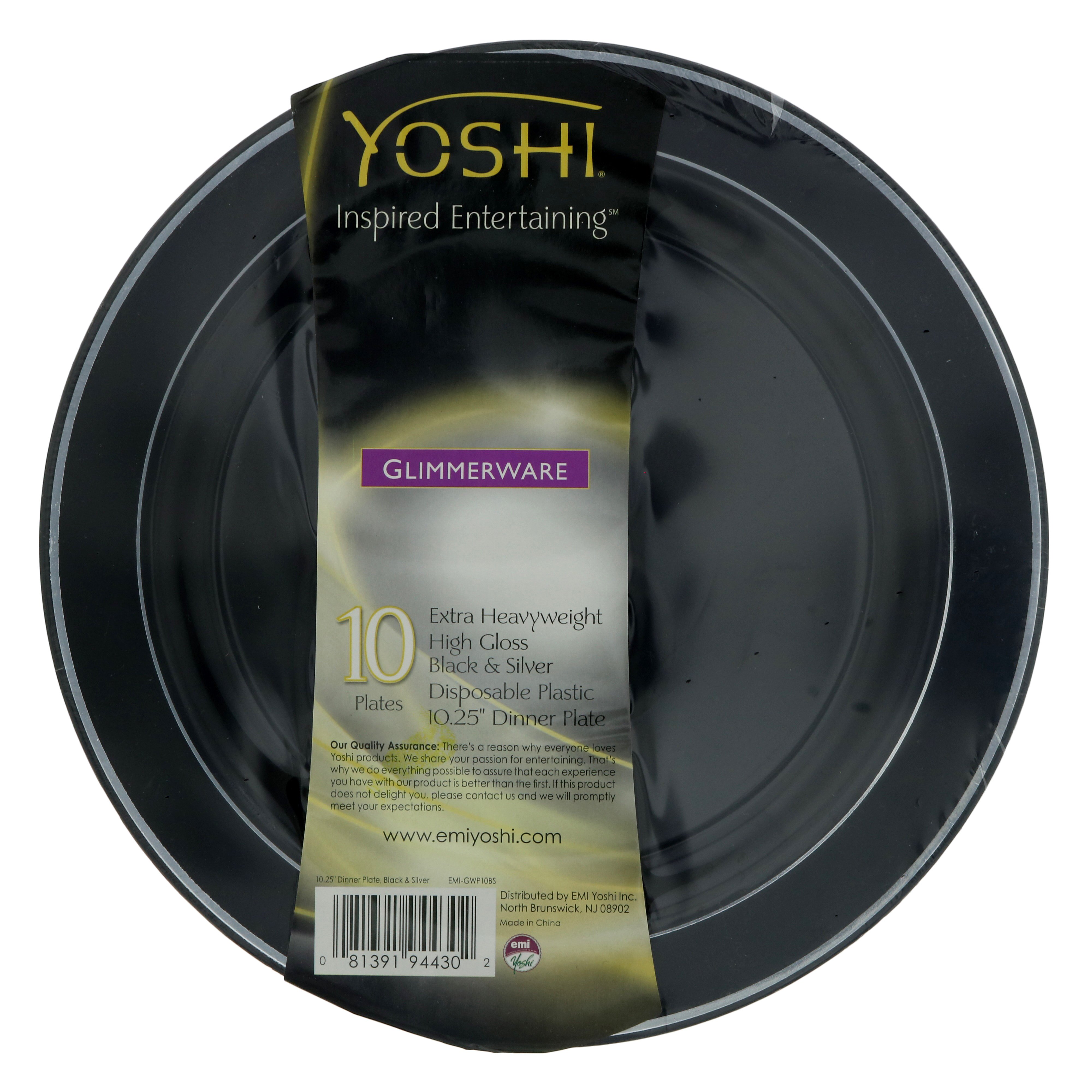 EMI Yoshi Glimmerware Black & Silver Dinner Plates, 10.25 inch - Shop ...