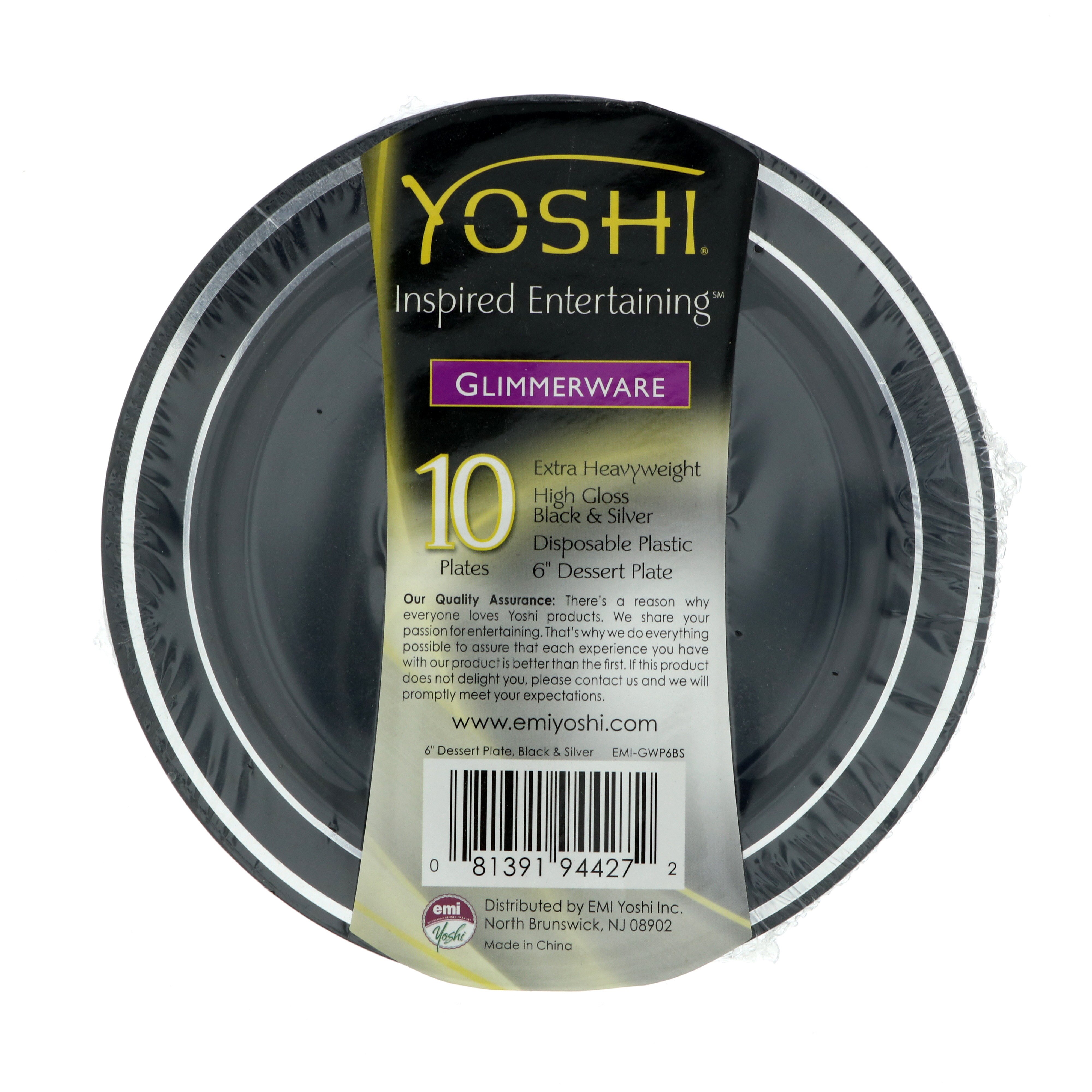 EMI Yoshi Glimmerware Black & Silver Dessert Plates, 6 inch - Shop ...