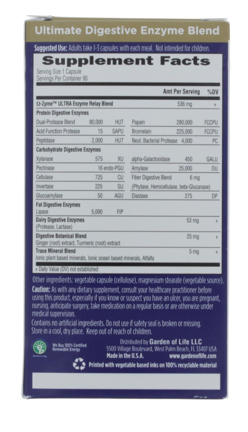 Garden of Life Omega-Zyme Ultra Digestive Enzyme Blend Capsules - Shop ...