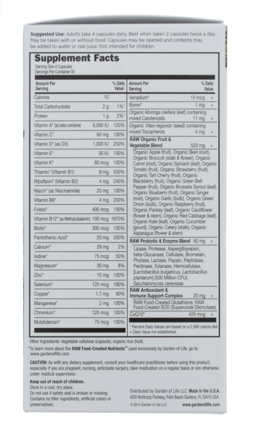 Garden of Life Vitamin Code 50 & Wiser Men Multivitamin Capsules - Shop ...