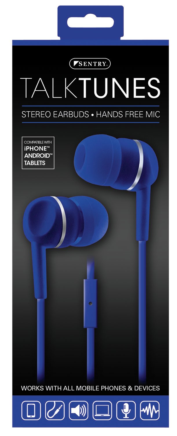 Sentry Talktunes Stereo Earbuds with Hands Free Mic, Blue - Shop ...