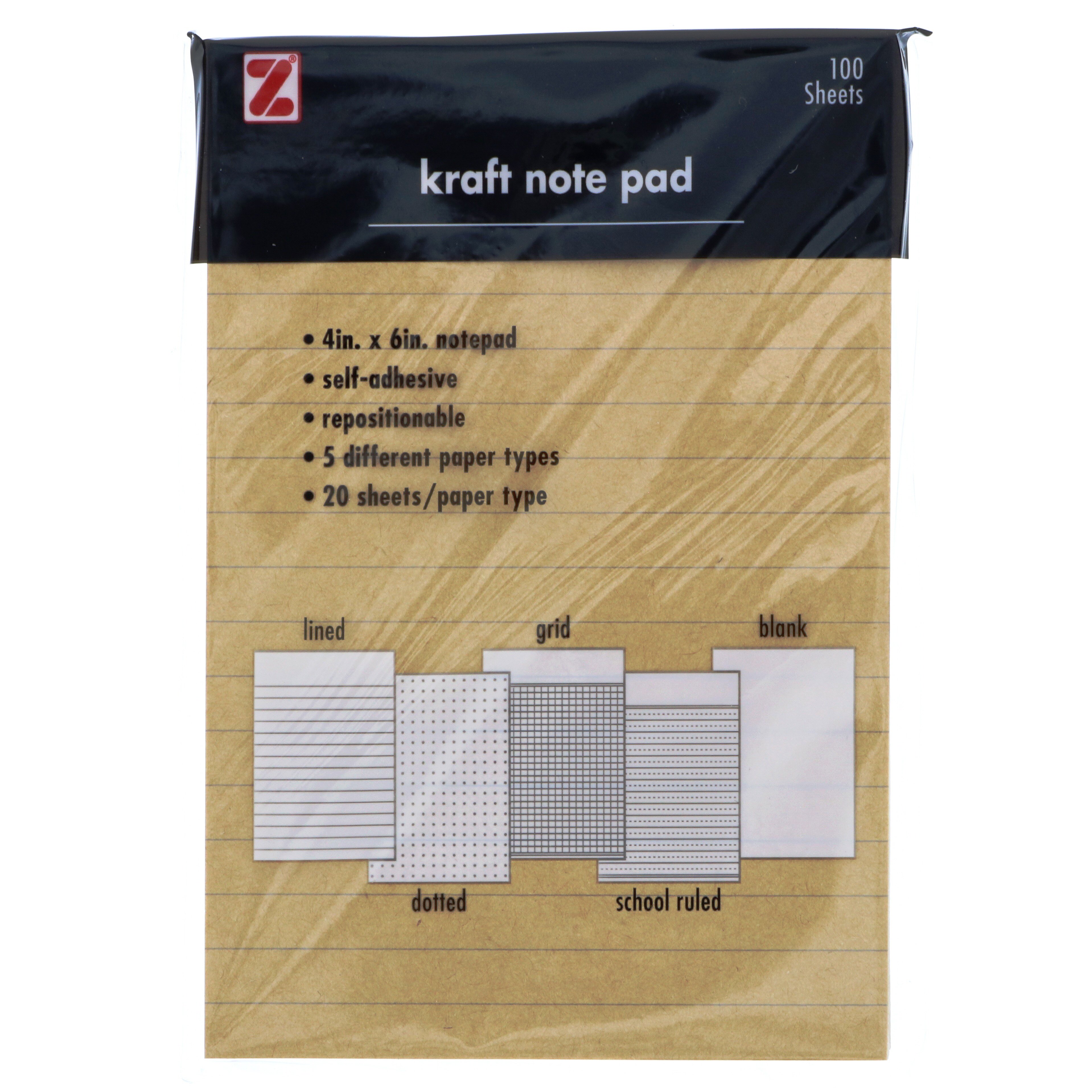 Z International Kraft 4" X 6" Note Pad, 100 Sheets - Shop Sticky notes ...