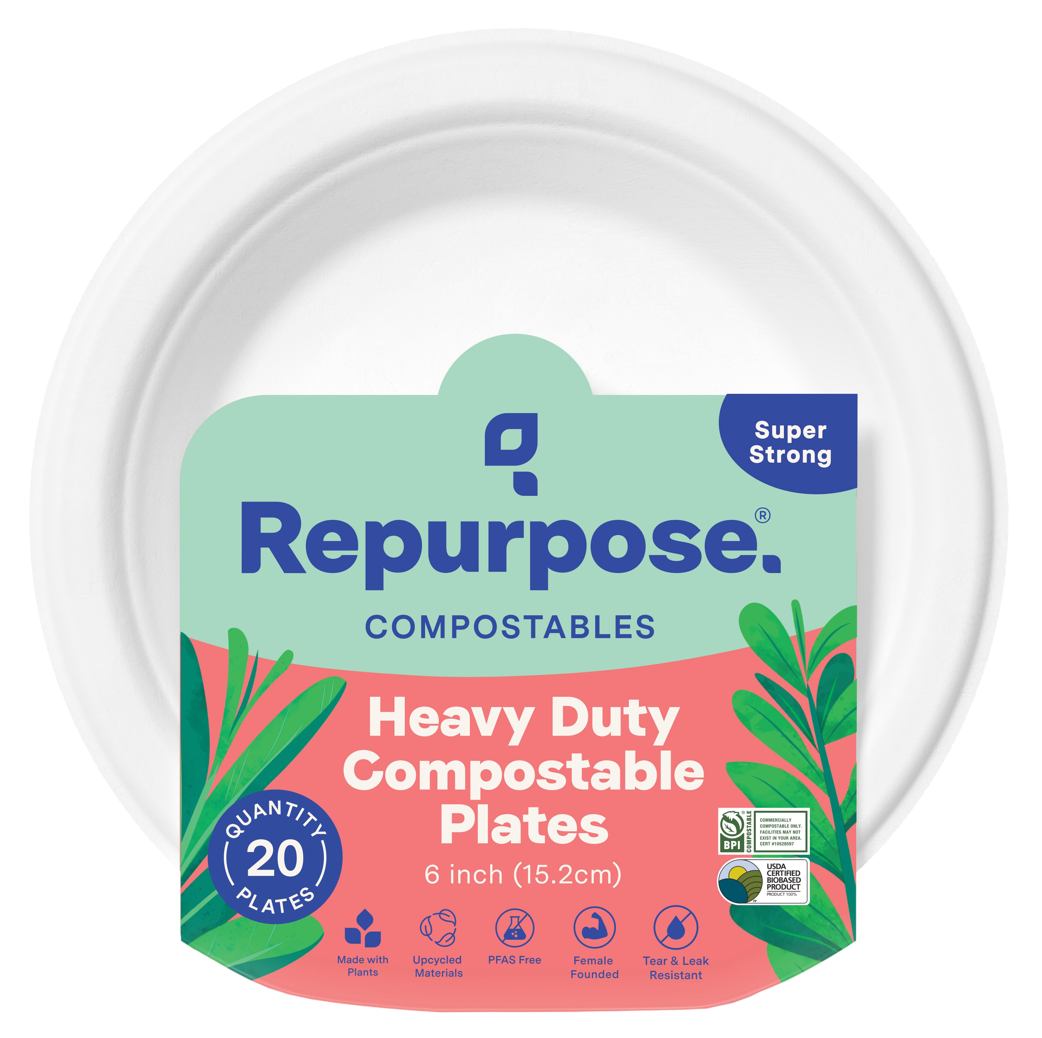 Repurpose Compostable 6 in Dessert Plates, 20 ct | Central Market ...