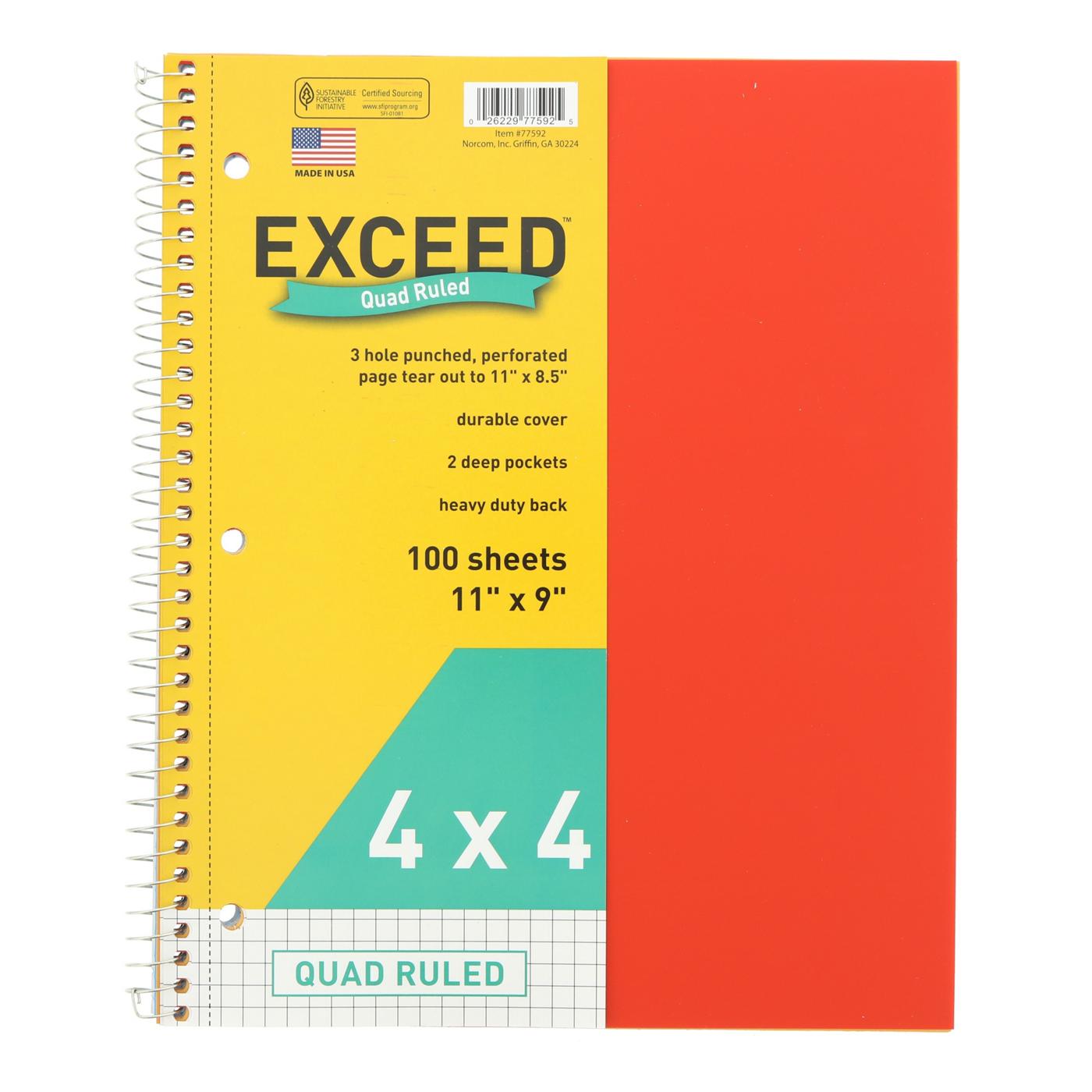Norcom Exceed Quad Notebook 11x9 in - Shop Notebooks at H-E-B