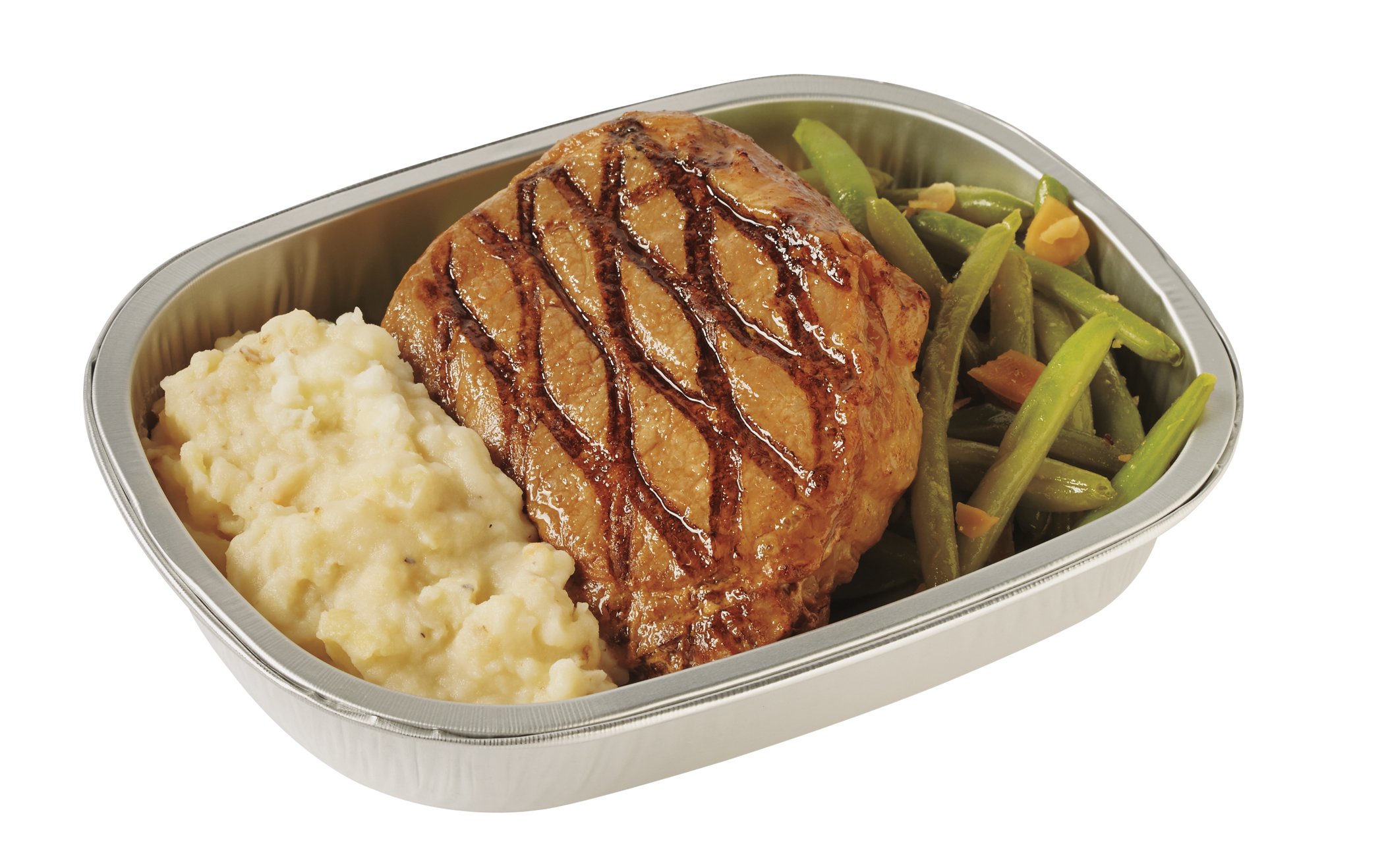 H-E-B Meal Simple Pork Chop, Green Beans Almondine, and Mashed Potatoes ...