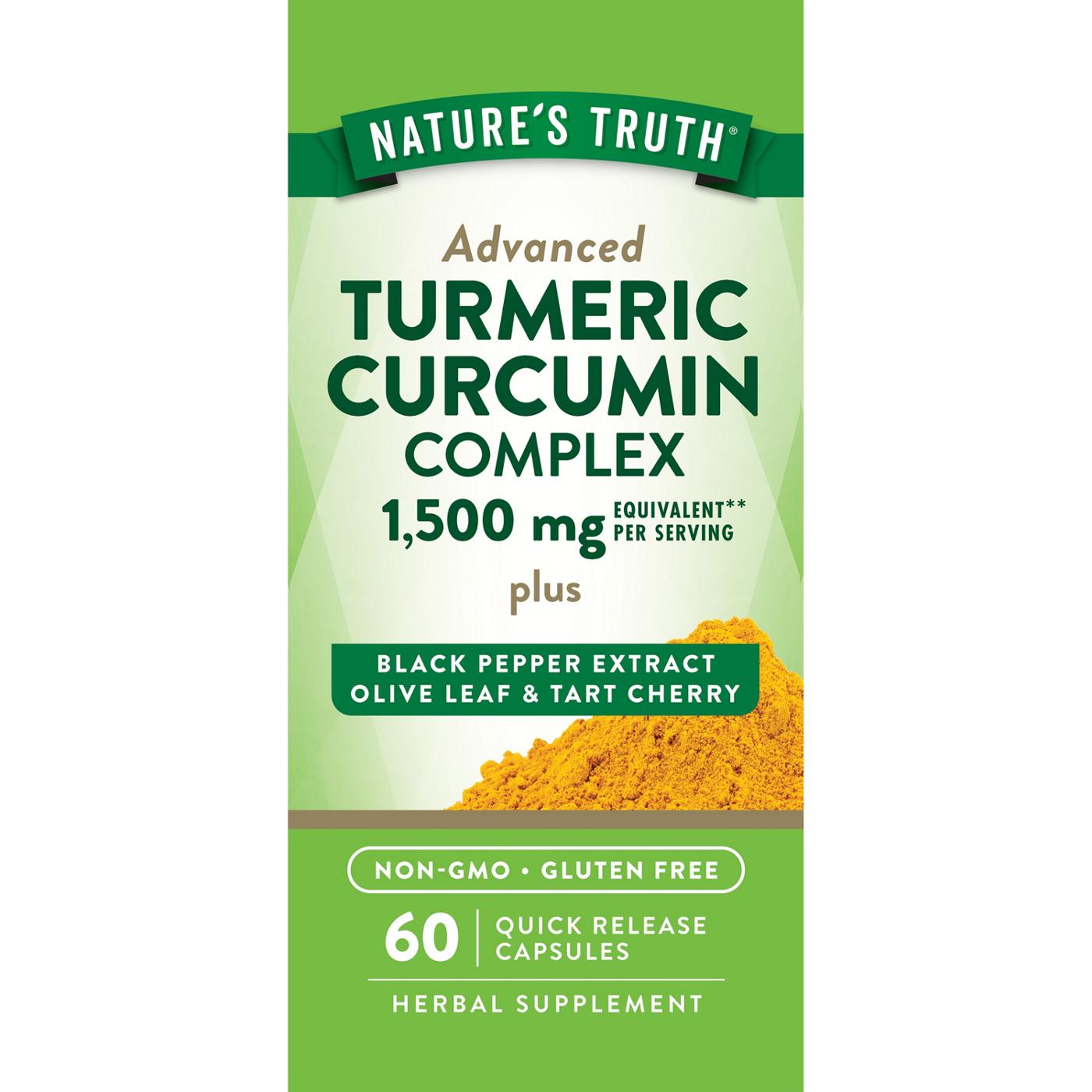 Nature's Truth Advanced Turmeric Curcumin Complex 1500mg Quick-Release ...