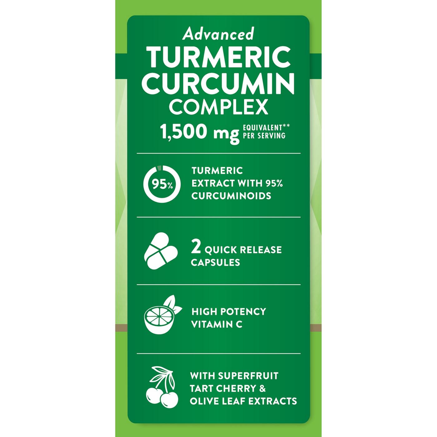 Nature's Truth Advanced Turmeric Curcumin Complex 1500mg Quick-Release ...