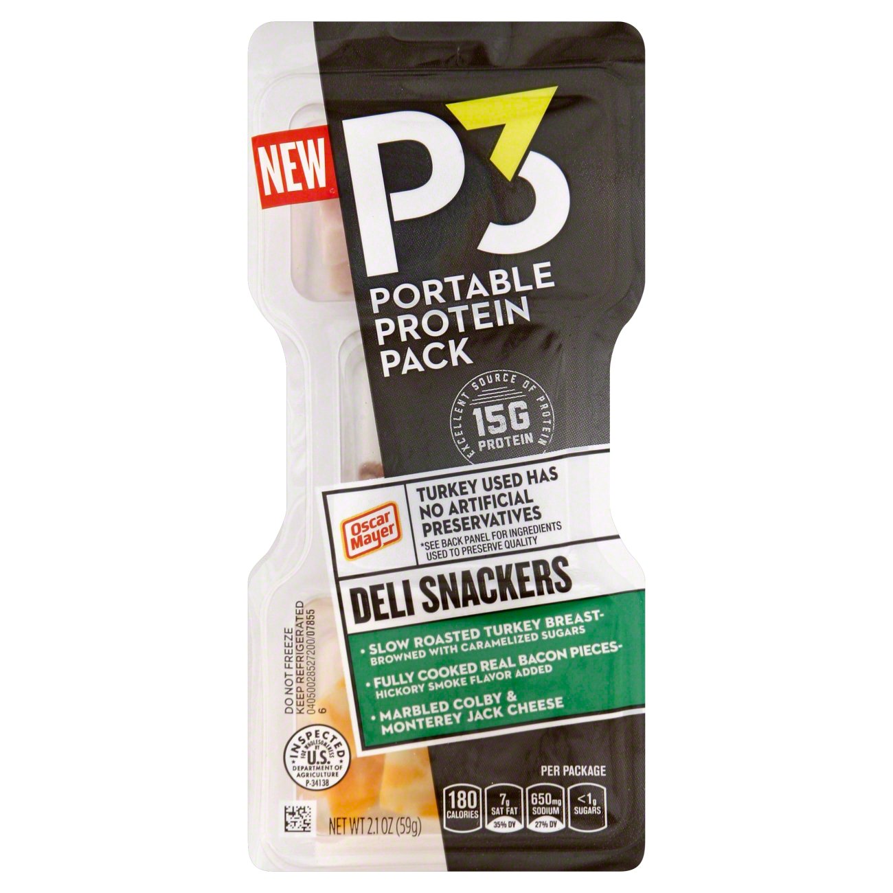 Oscar Mayer P3 Deli Snackers Slow Roasted Turkey Breast with Real Bacon ...