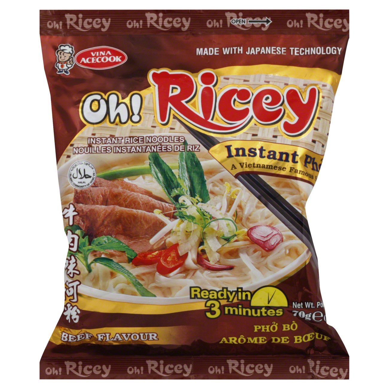 Acecook Oh Ricey, Rice Noodle with Beef Flavor - Shop Soups & chili at ...
