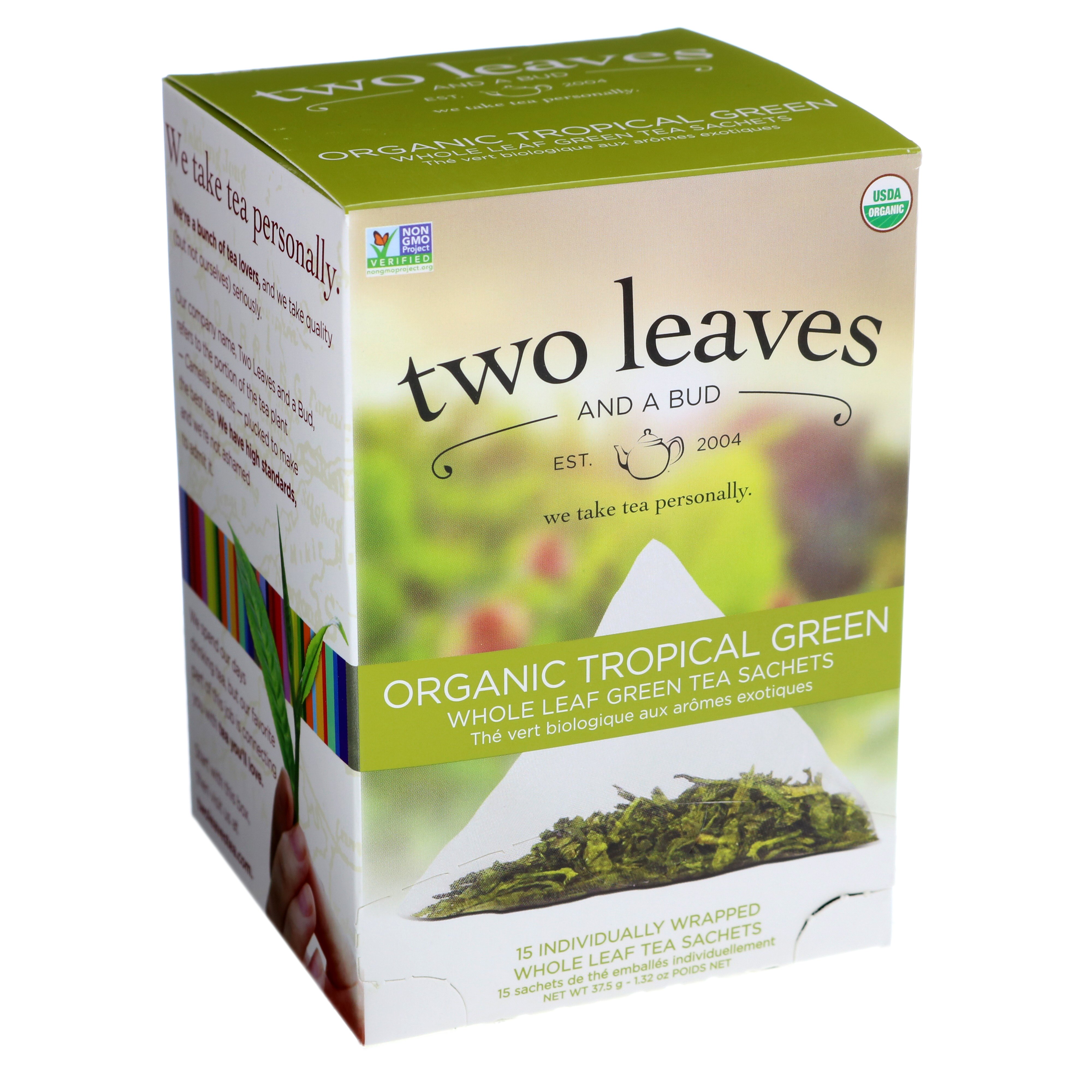 Two Leaves And A Bud Organic Tropical Green Tea Sachets, 15 ct ...