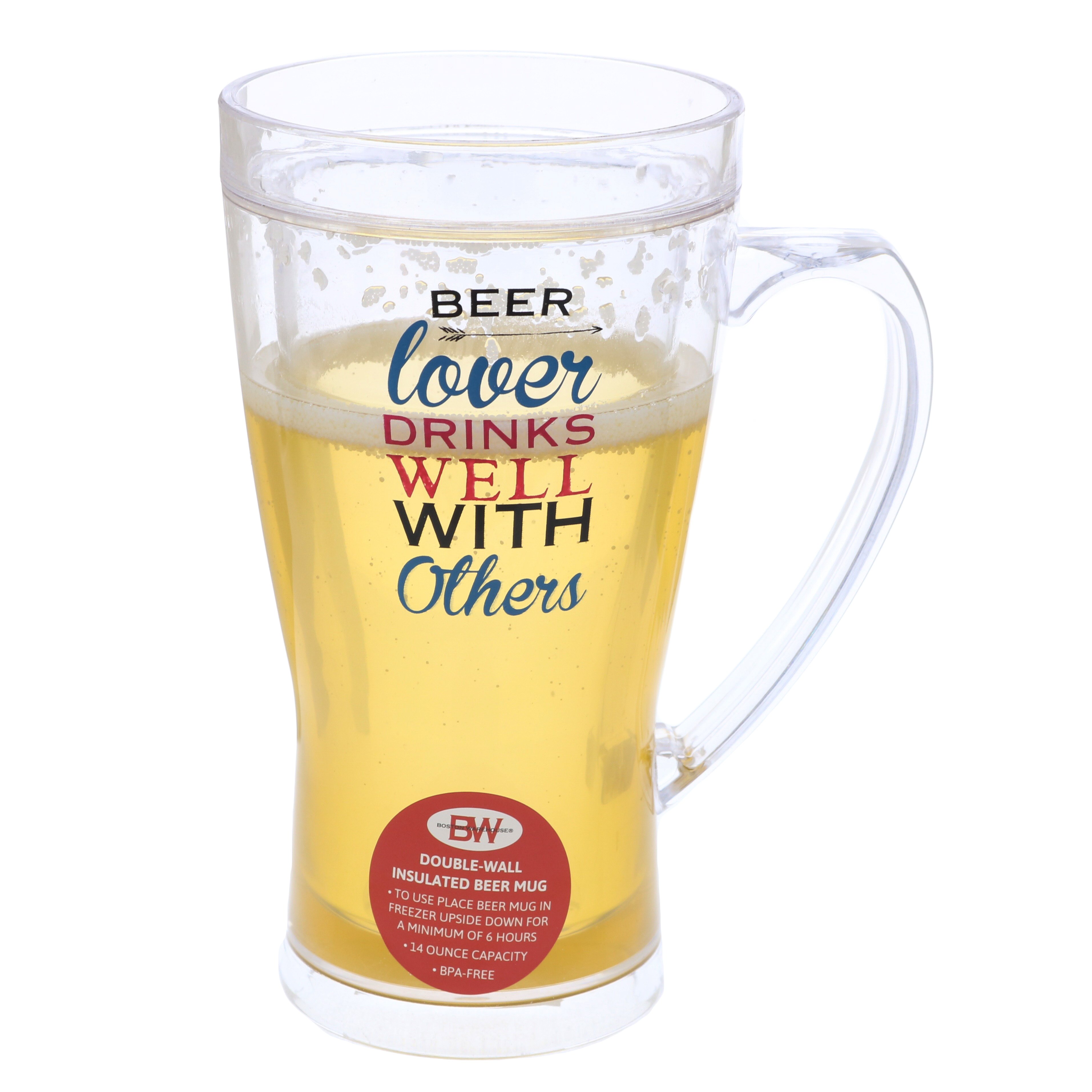 Boston Warehouse 14 Ounce Insulated Beer Mug Drinks Well - Shop Glasses ...