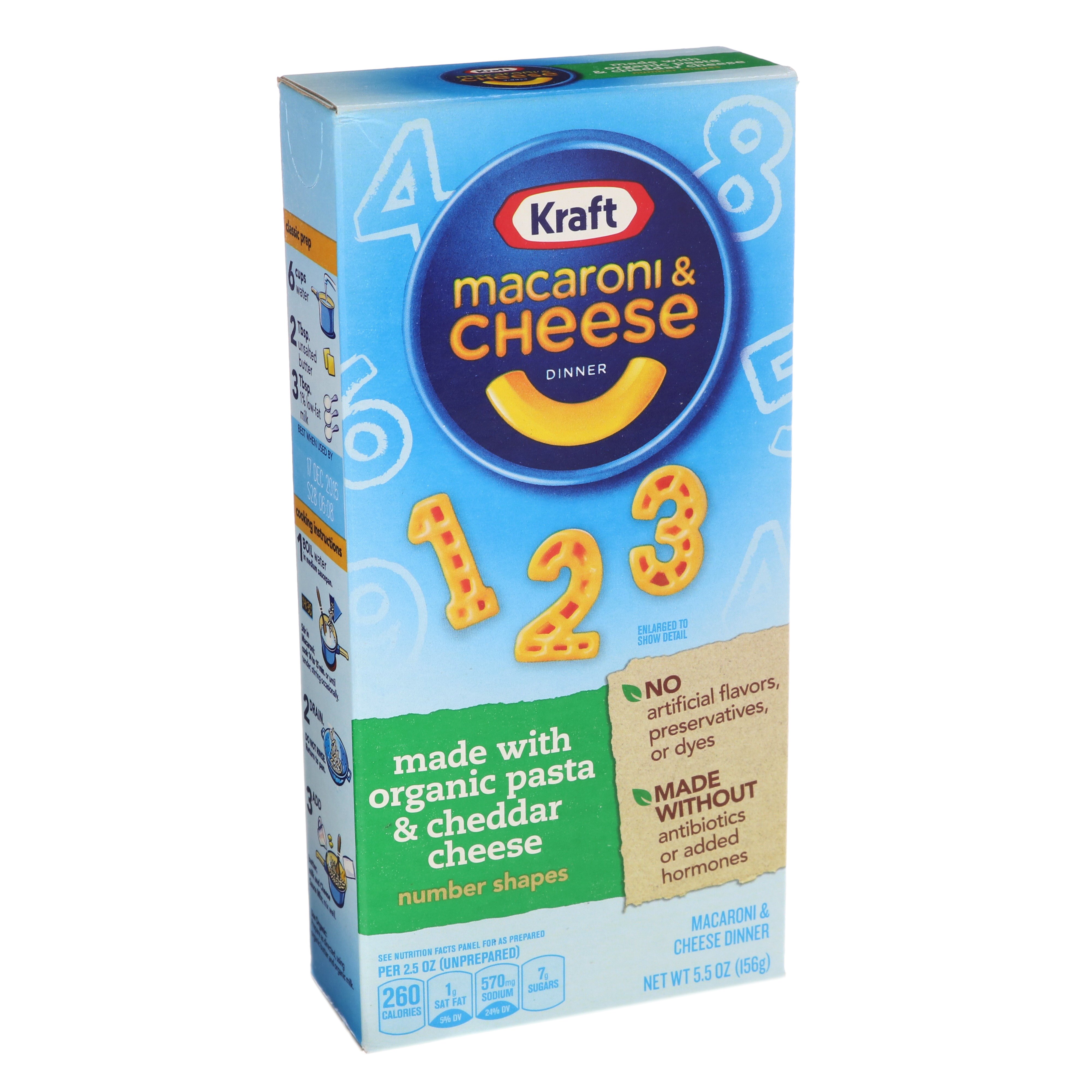 Kraft Number Shapes Macaroni and Cheese with Organic Pasta and Cheddar ...