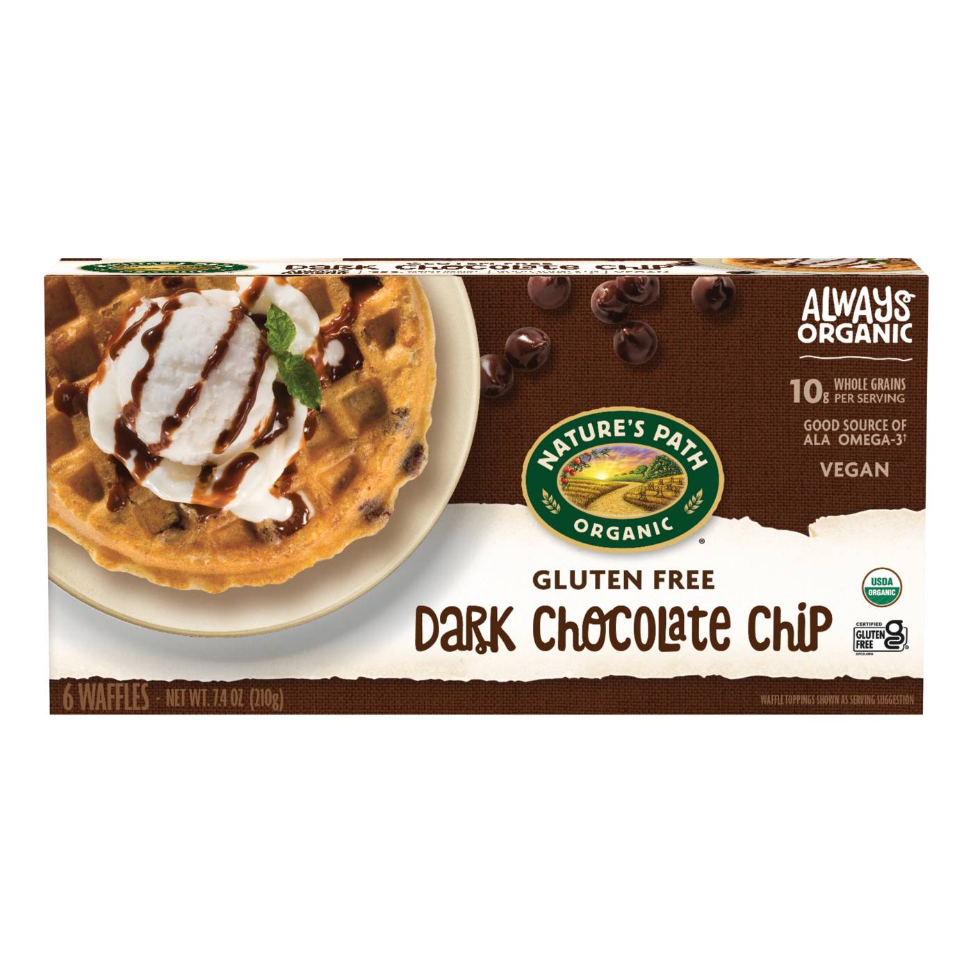 Nature's Path Organic Gluten Free Frozen Waffles - Dark Chocolate Chip ...