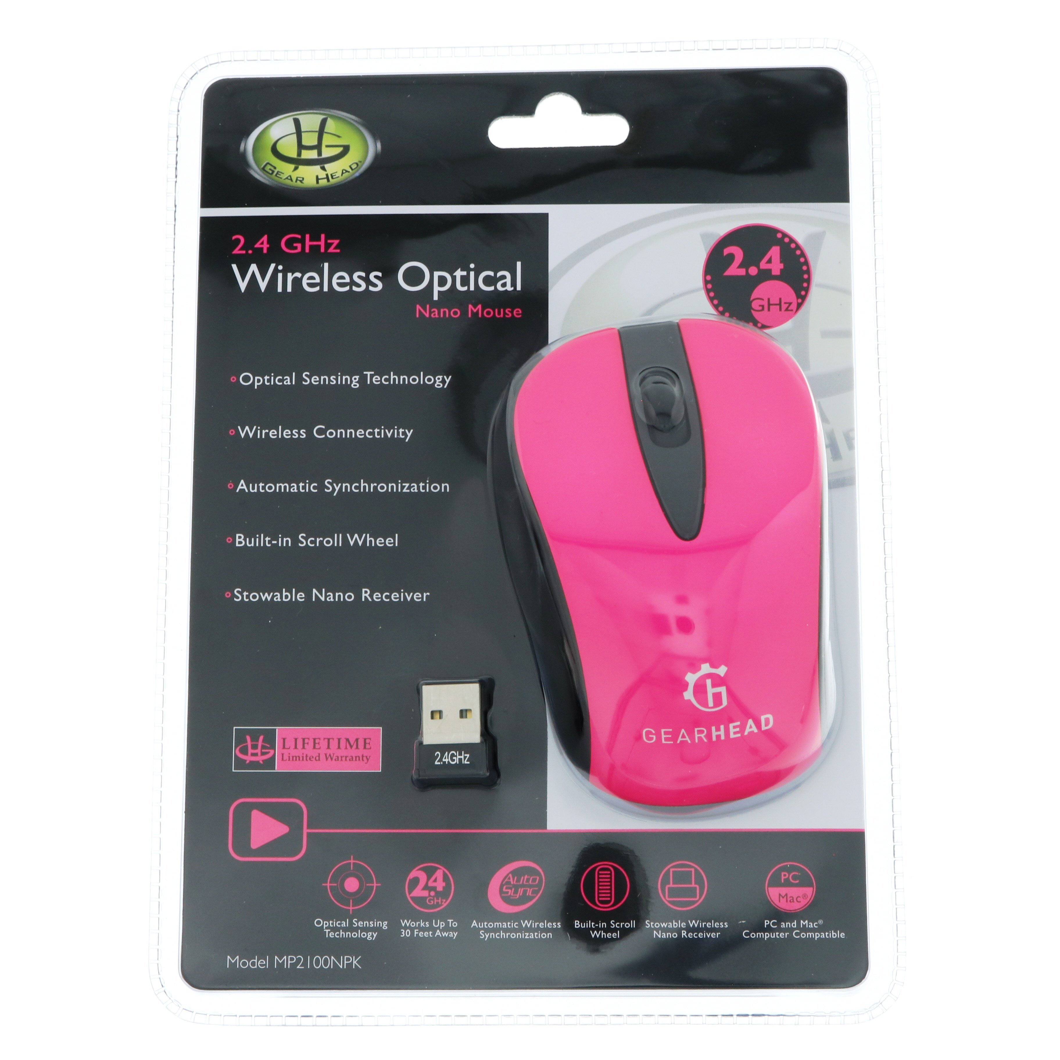 Gear Head Wireless Optical Nano Mouse, Neon Pink - Shop Keyboards ...