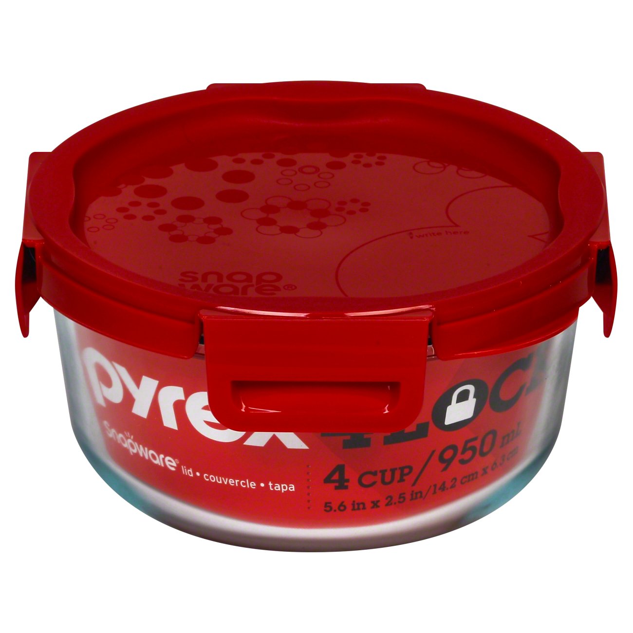 Pyrex 4-Lock 4 Cup Round Storage Container with Red Lid - Shop Food ...