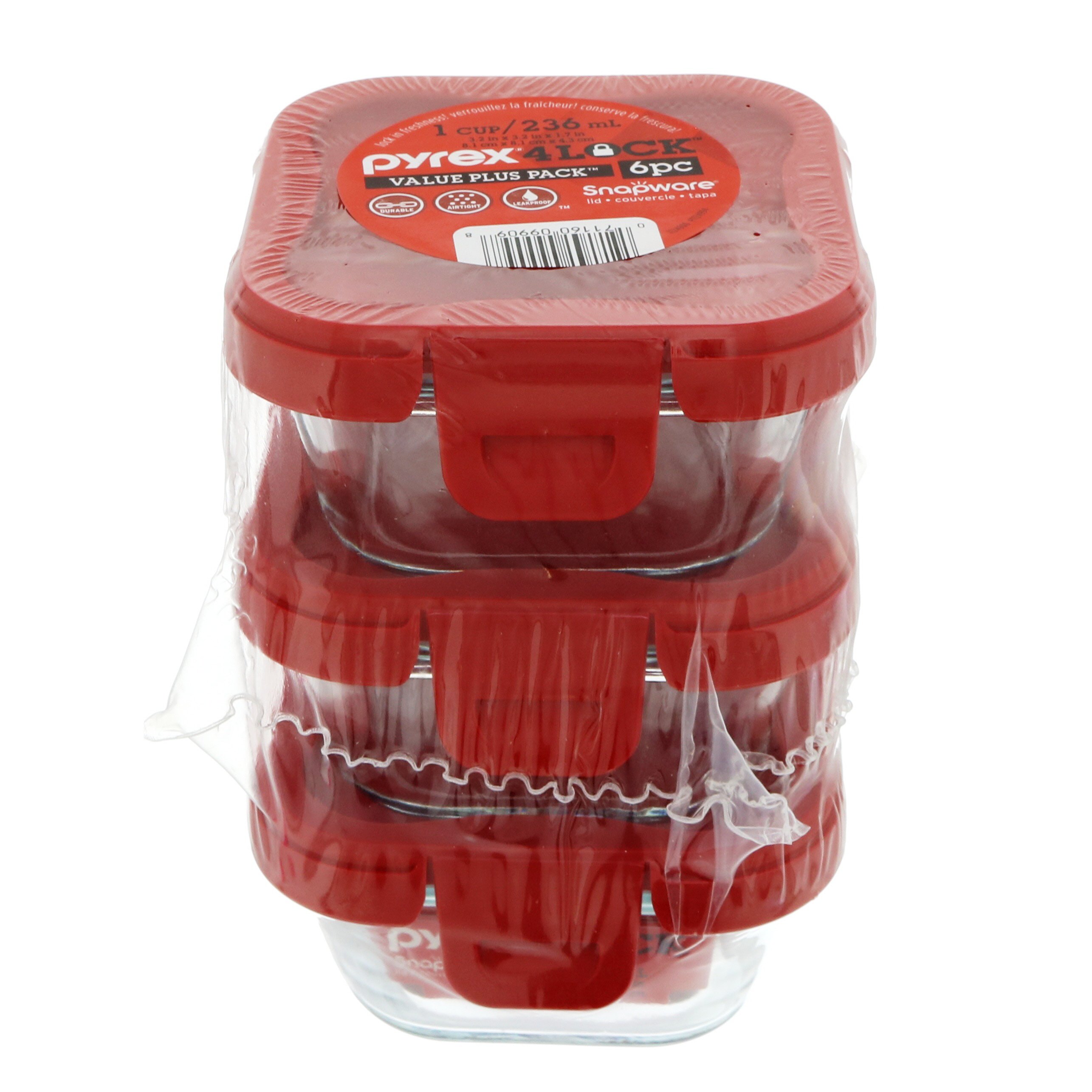 Pyrex 4-Lock 1 Cup Square Storage Container Set with Lids - Shop Food ...