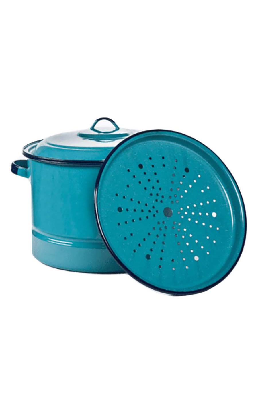 Cinsa Turquoise Steamer Pot with Lid & Trivet - Shop Stock pots & sauce ...