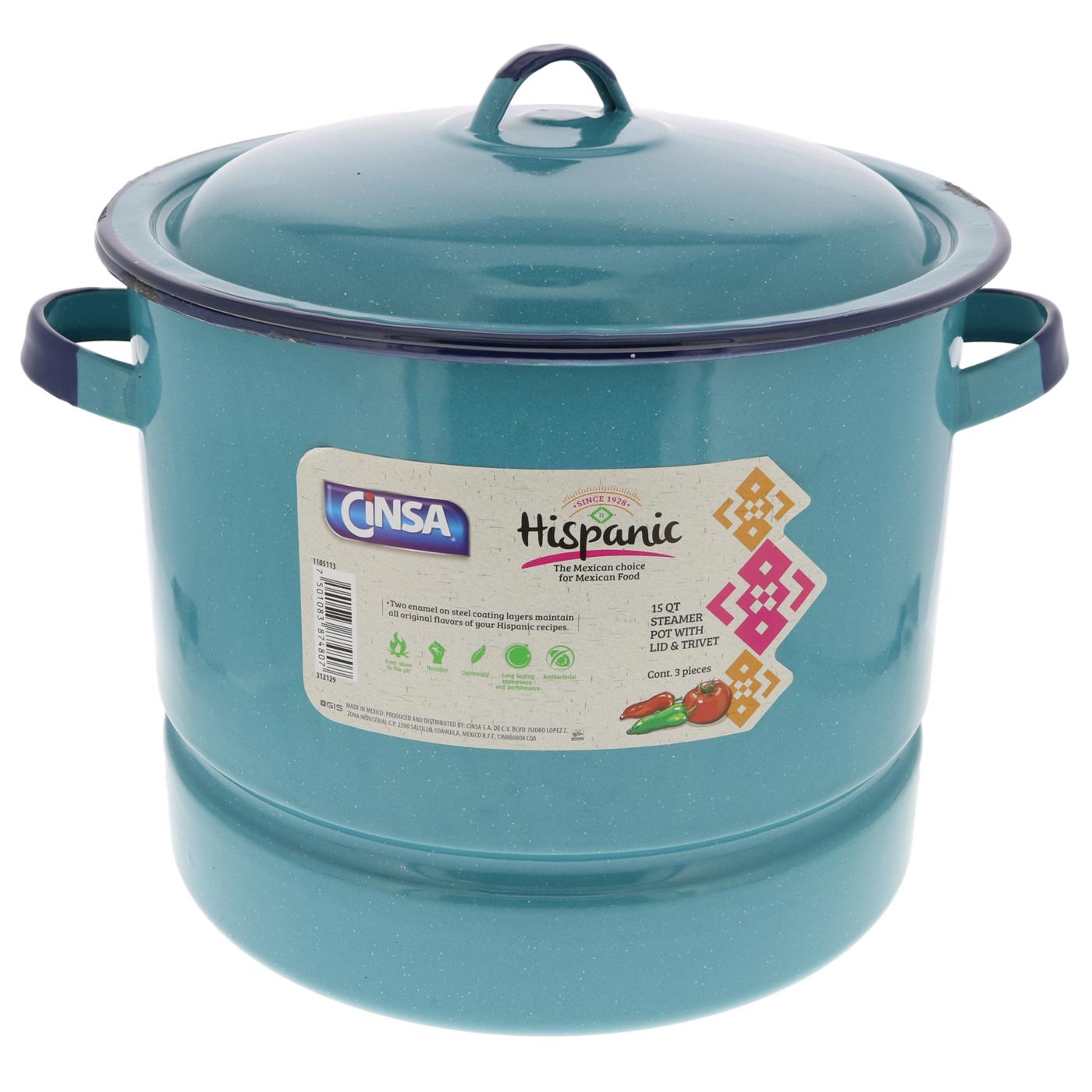 Cinsa Turquoise Steamer Pot with Lid & Trivet - Shop Stock pots & sauce ...
