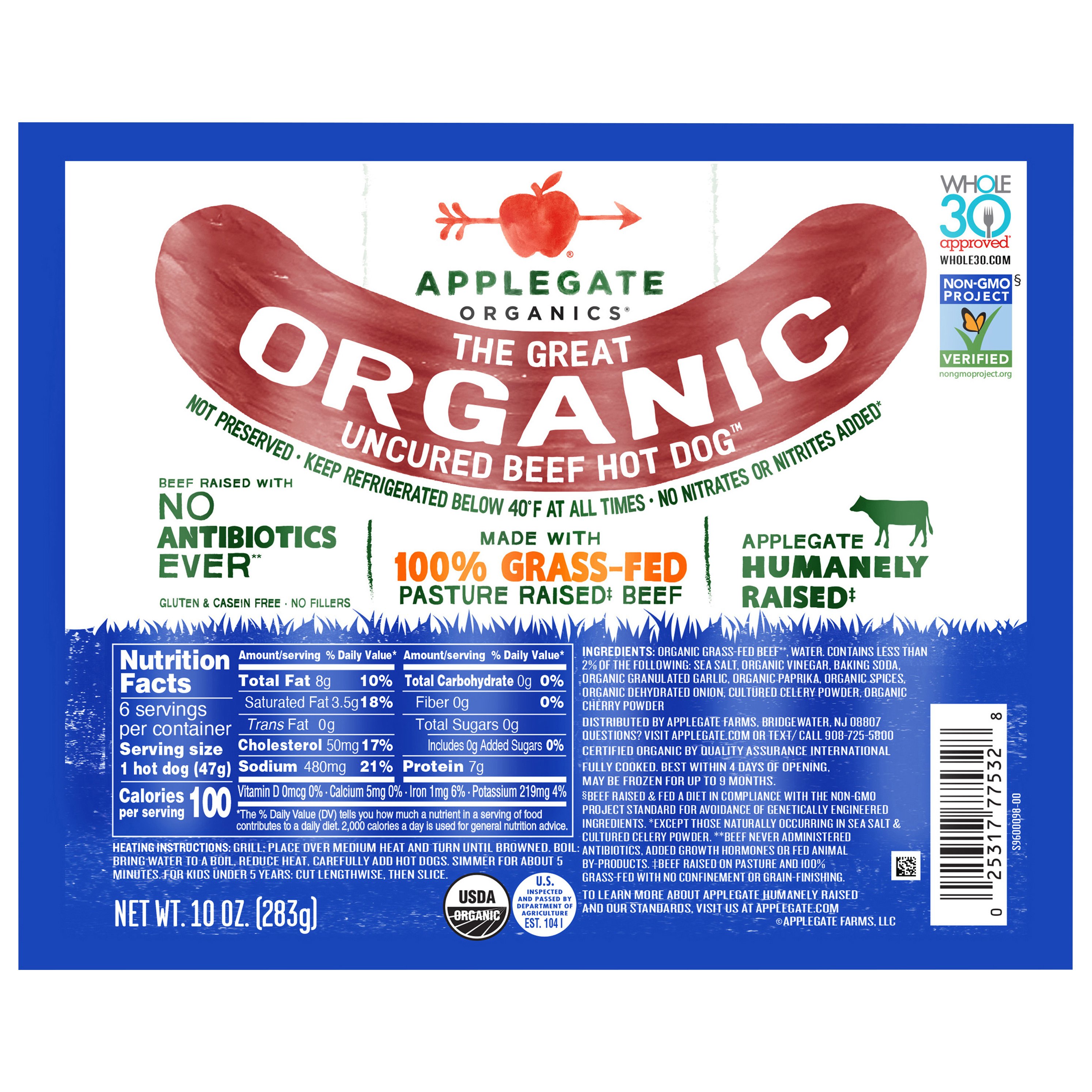 Applegate Organics The Great Organic Uncured Beef Hot Dog - Shop Hot ...