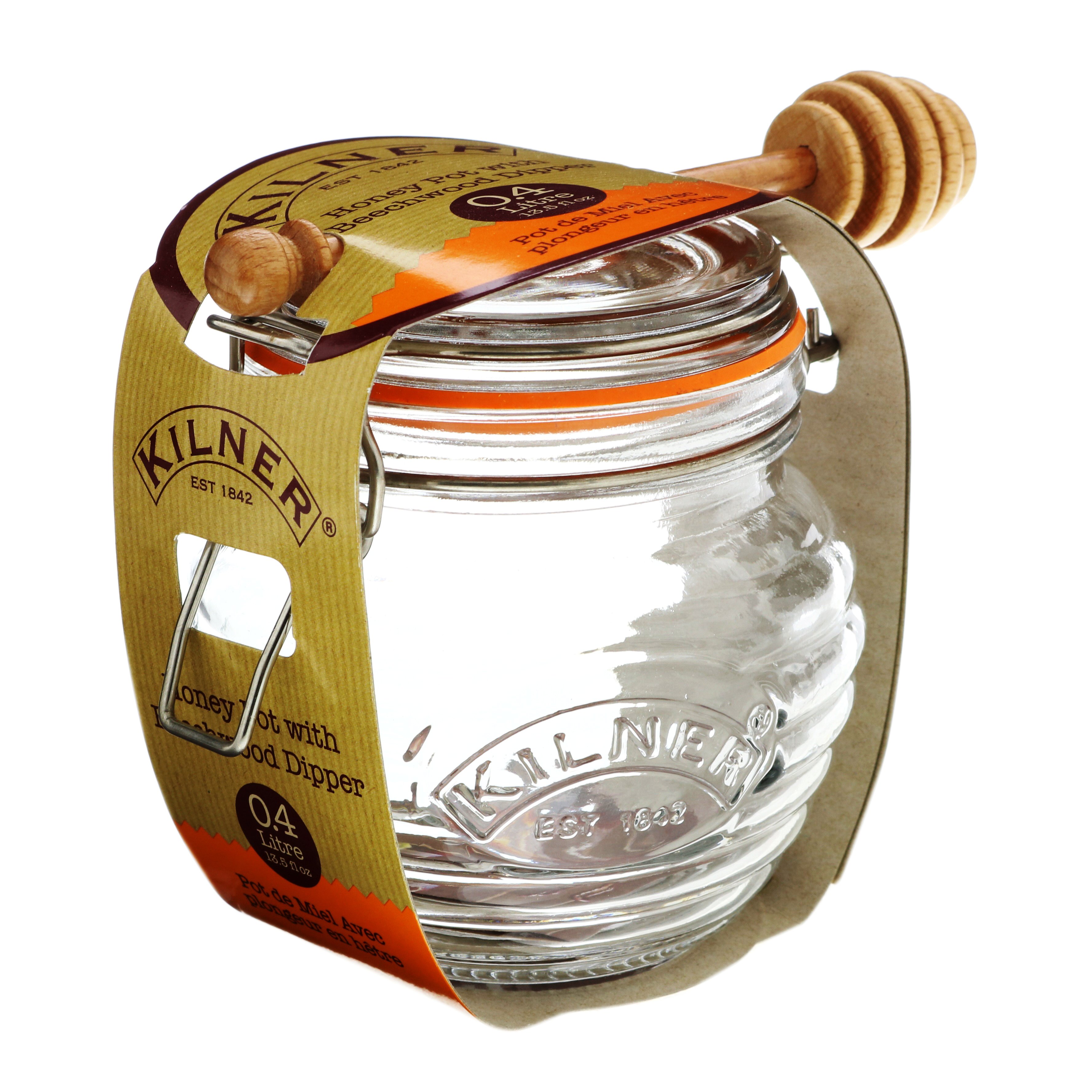 Kilner Clip Top Round Honey Pot with Beachwood Dipper - Shop Food ...