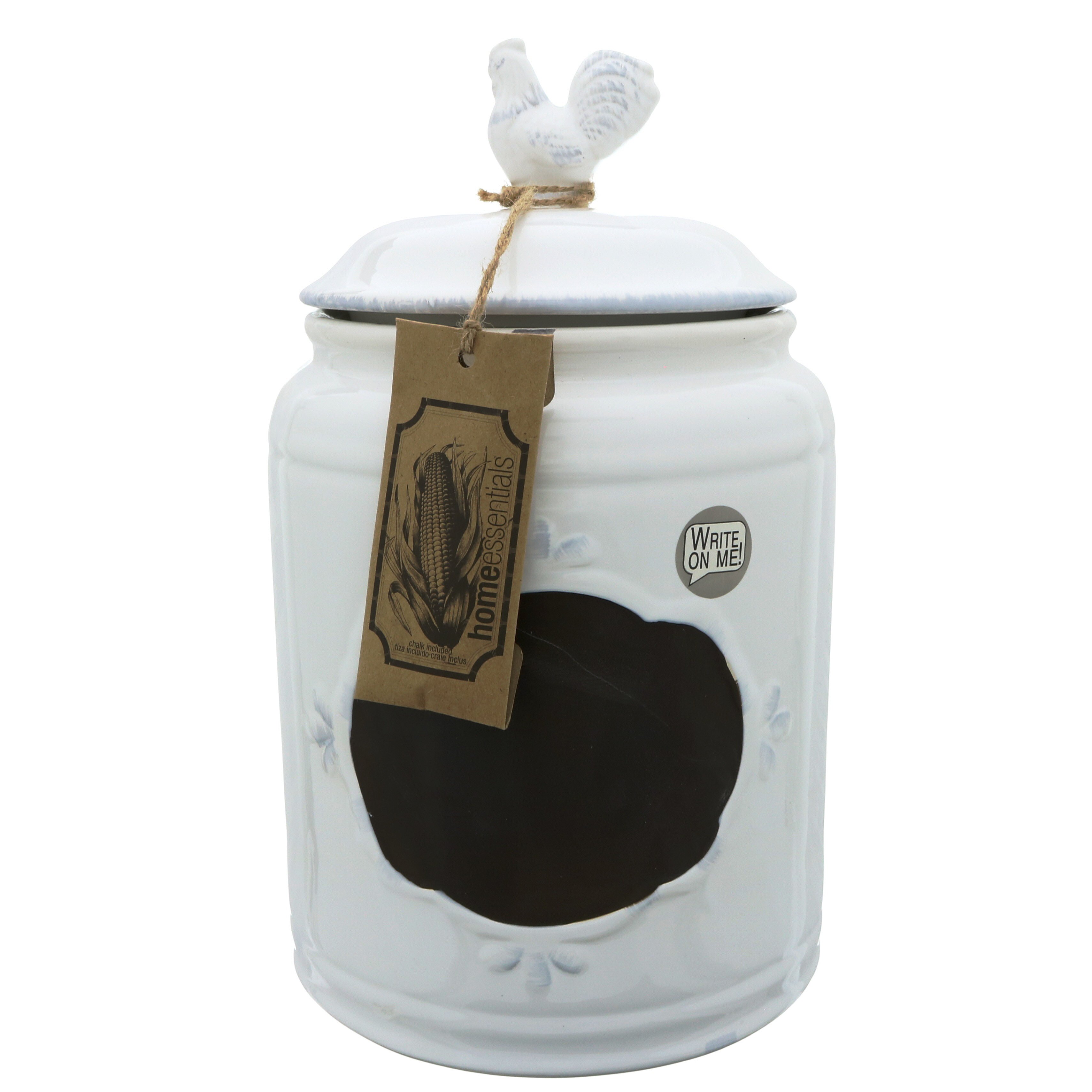 Home Essentials & Beyond Large 177oz Ivory Rooster Chalk Canister ...