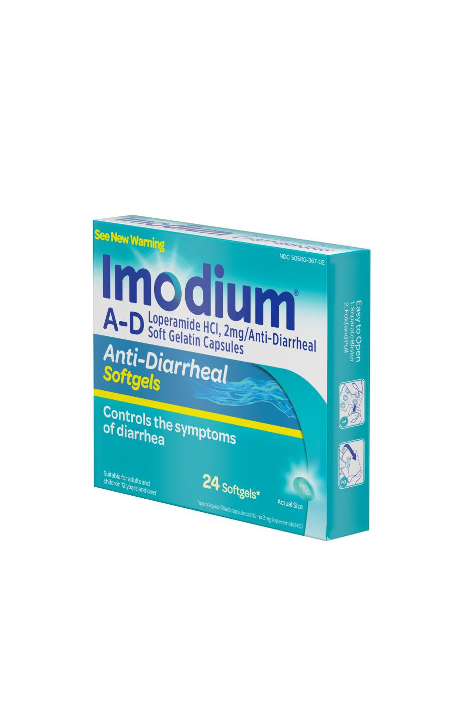 Imodium A-D Anti-Diarrheal Softgels with 2 mg Loperamide HCl - Shop ...