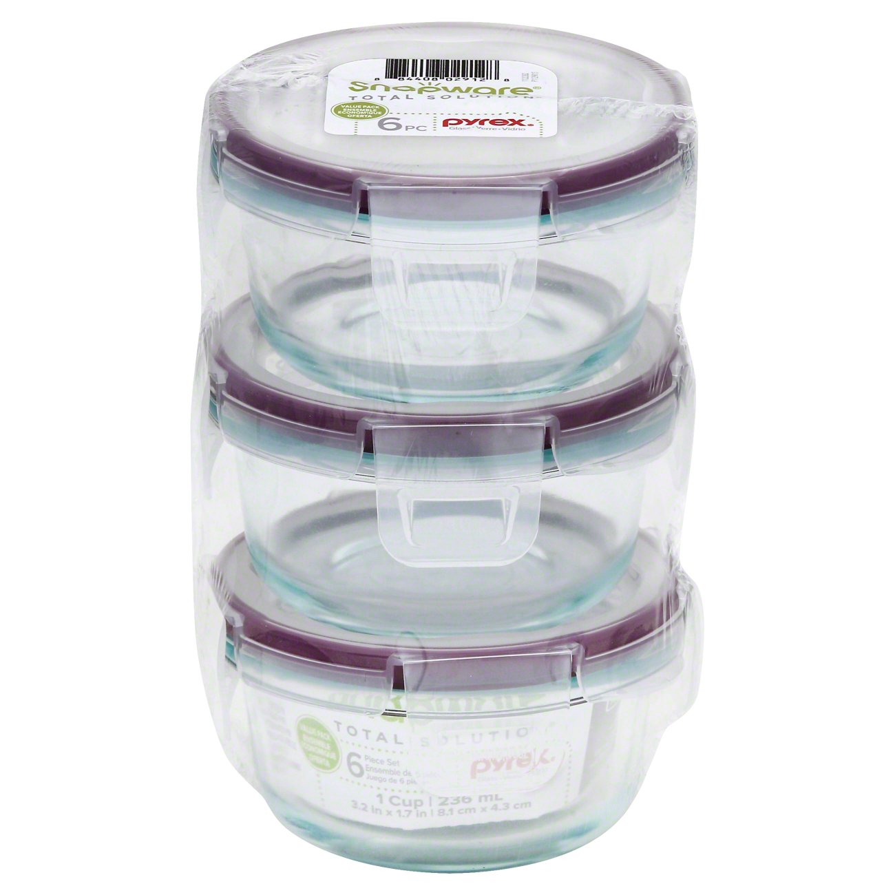 Snapware Total Solution Pyrex Glass 1 Cup Round Food Storage Container ...