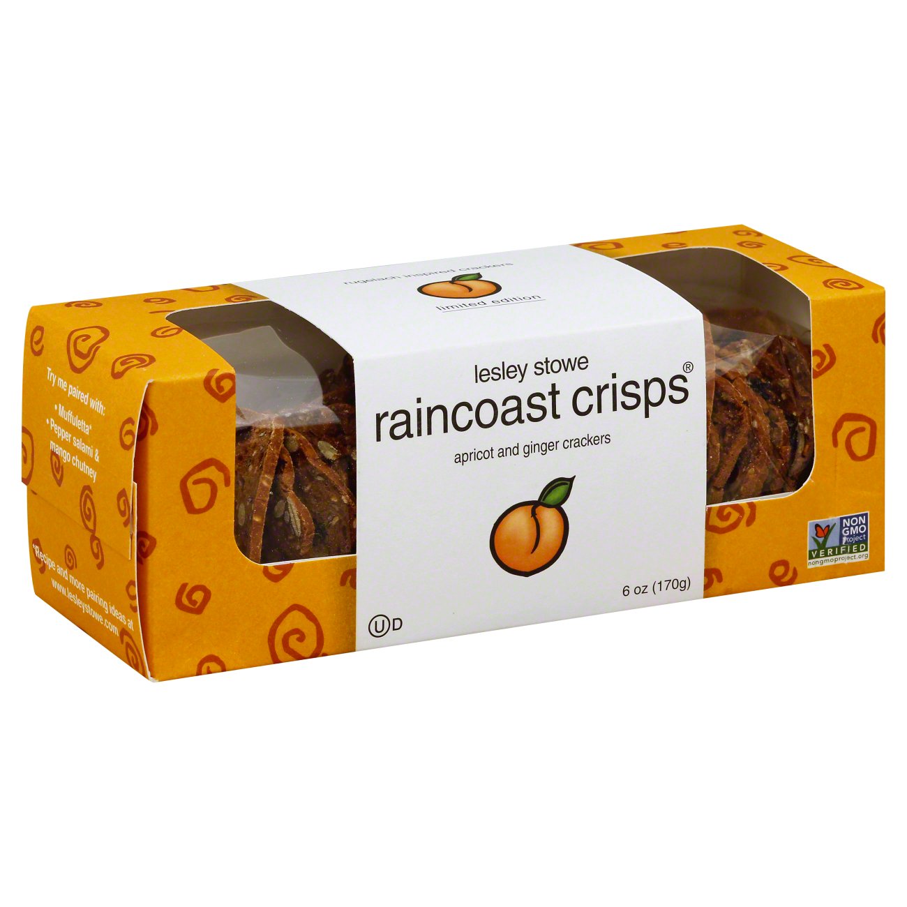 Lesley Stowe Raincoast Crisps Apricot & Ginger Crackers - Shop Crackers ...