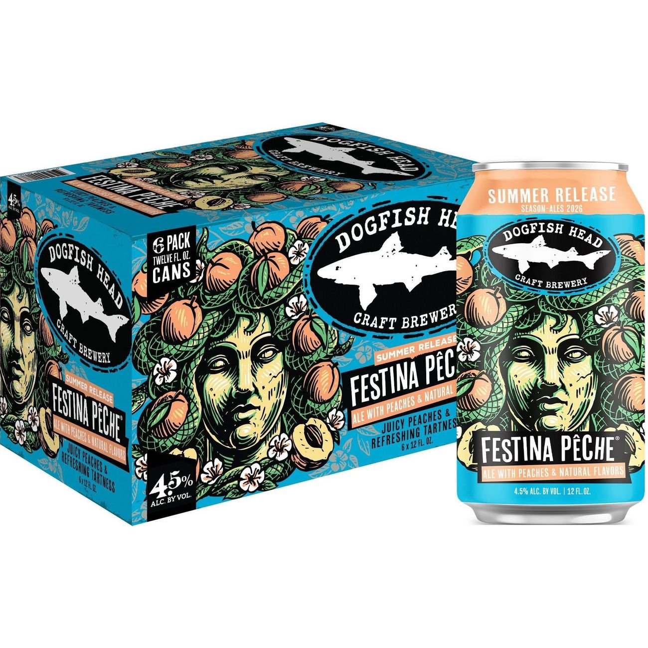Dogfish Head Festina Peche Ale With Peaches Seasonal Beer 6 pk Cans ...