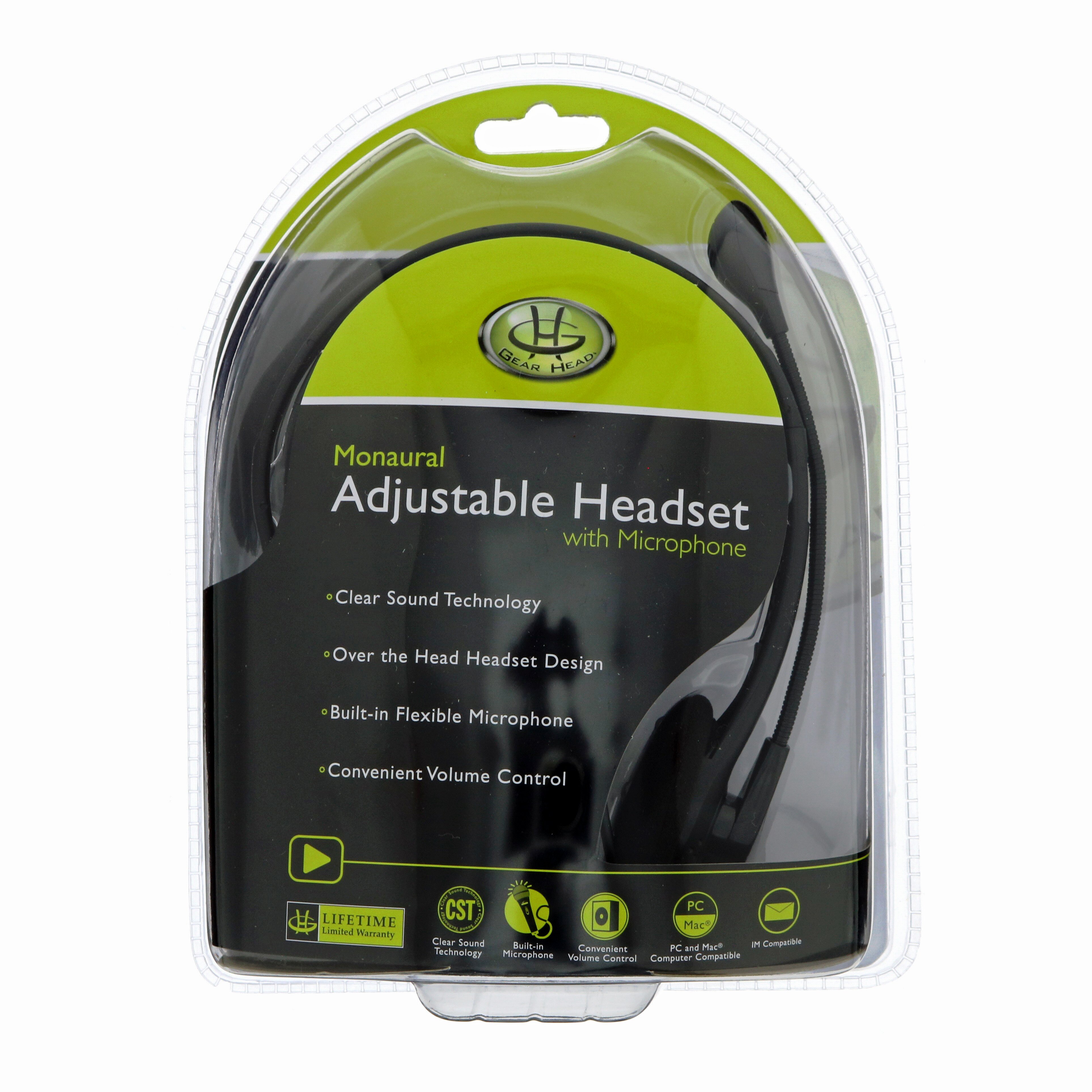 Gear Head Monaural Adjustable Headset with Microphone - Shop Headphones ...