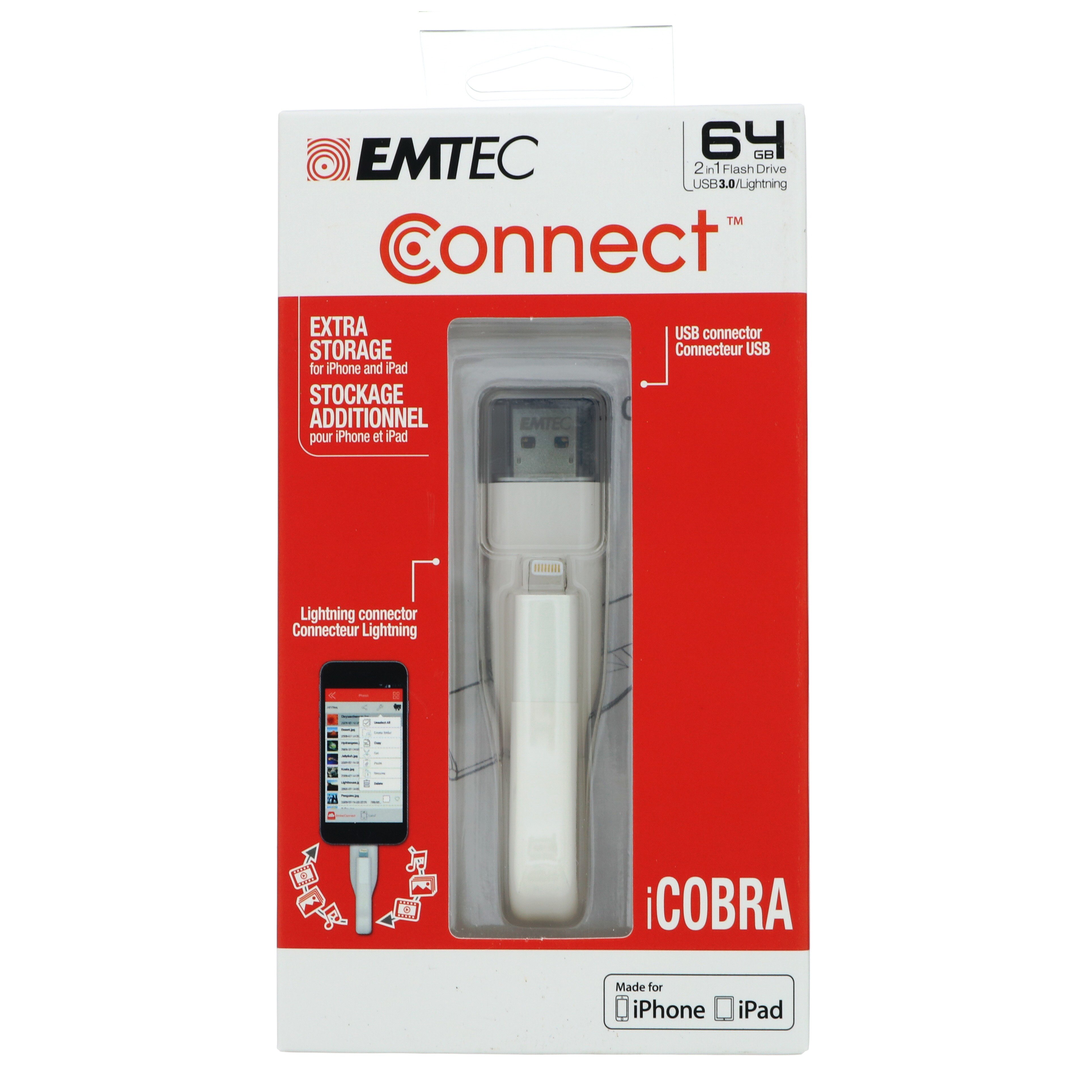 Emtec iCobra 64GB 2-in-1 Flash Drive, USB 3.0 & Lightning - Shop ...