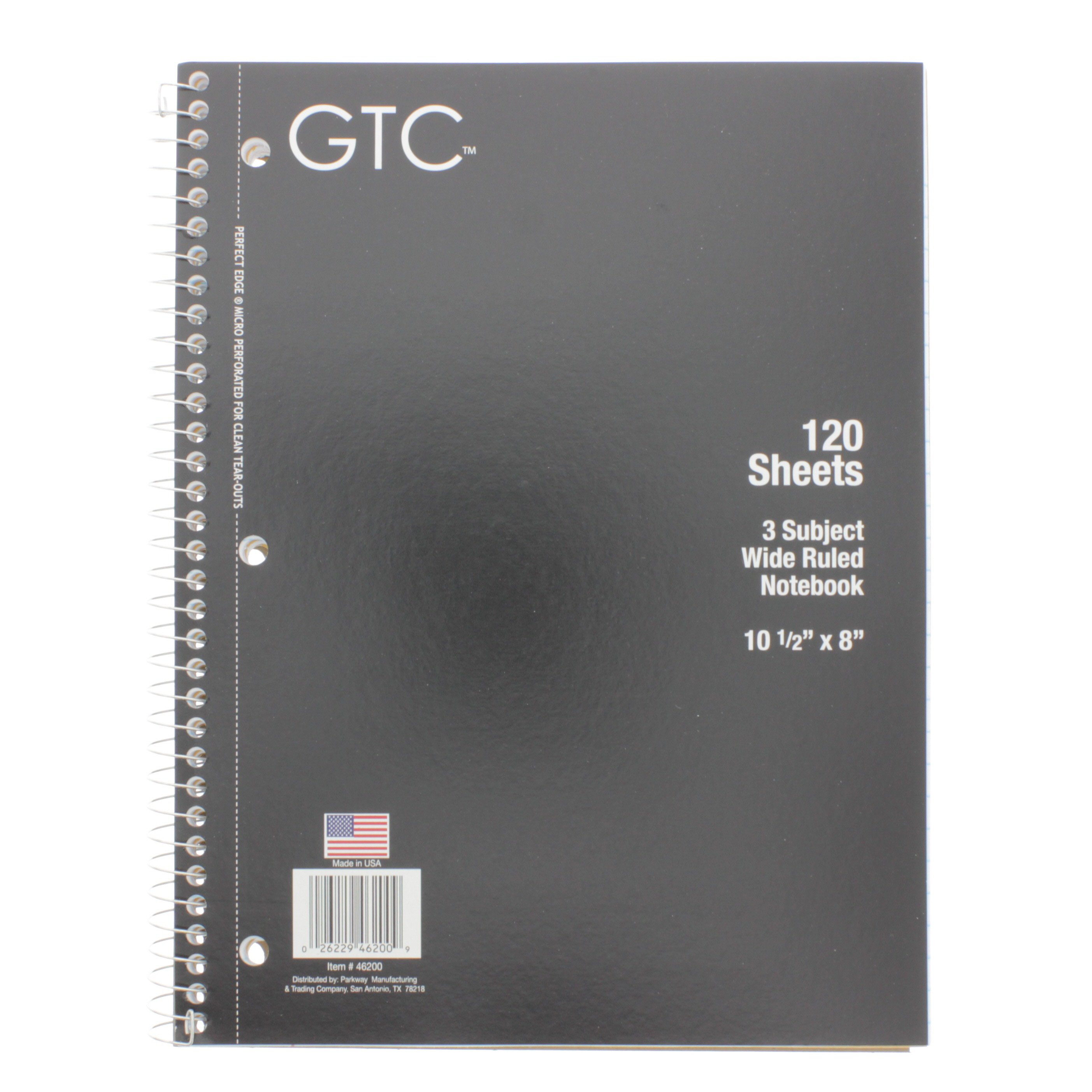GTC 3 Subject Wide Ruled Spiral Notebook, Black - Shop Notebooks at H-E-B