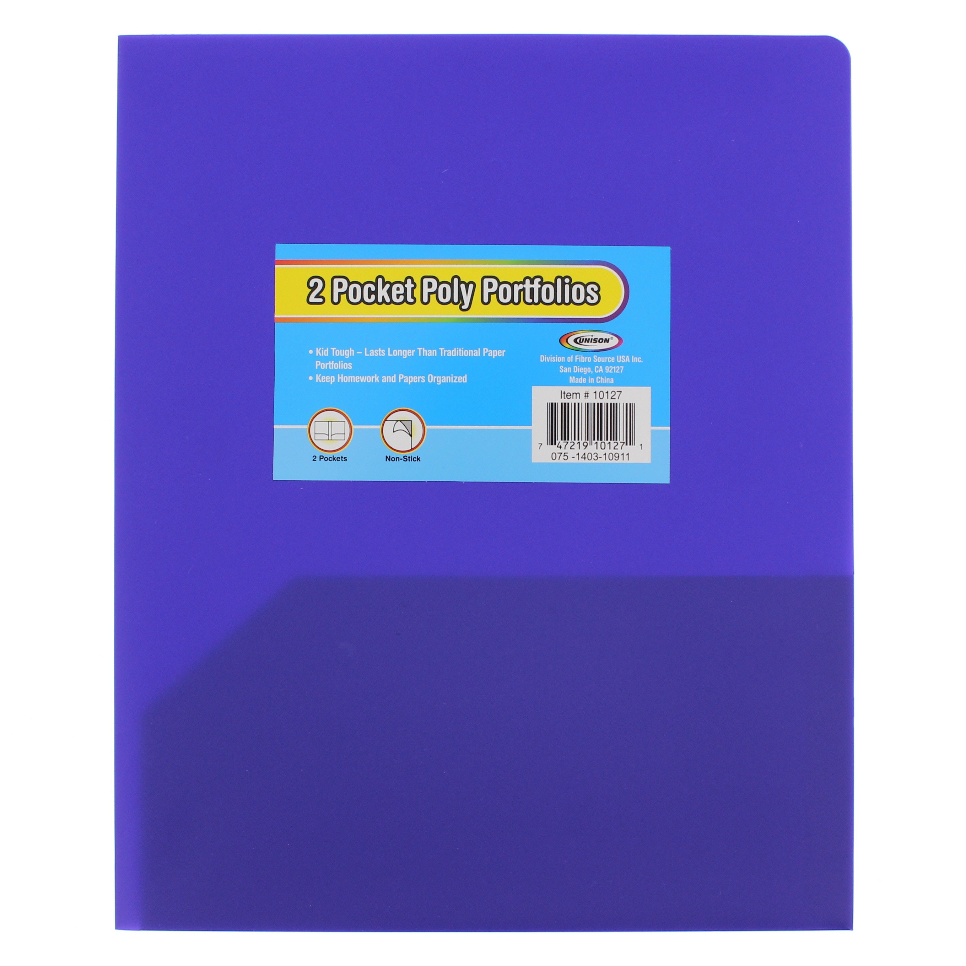 Unison Two Pocket Poly Portfolio, Purple - Shop School & Office ...