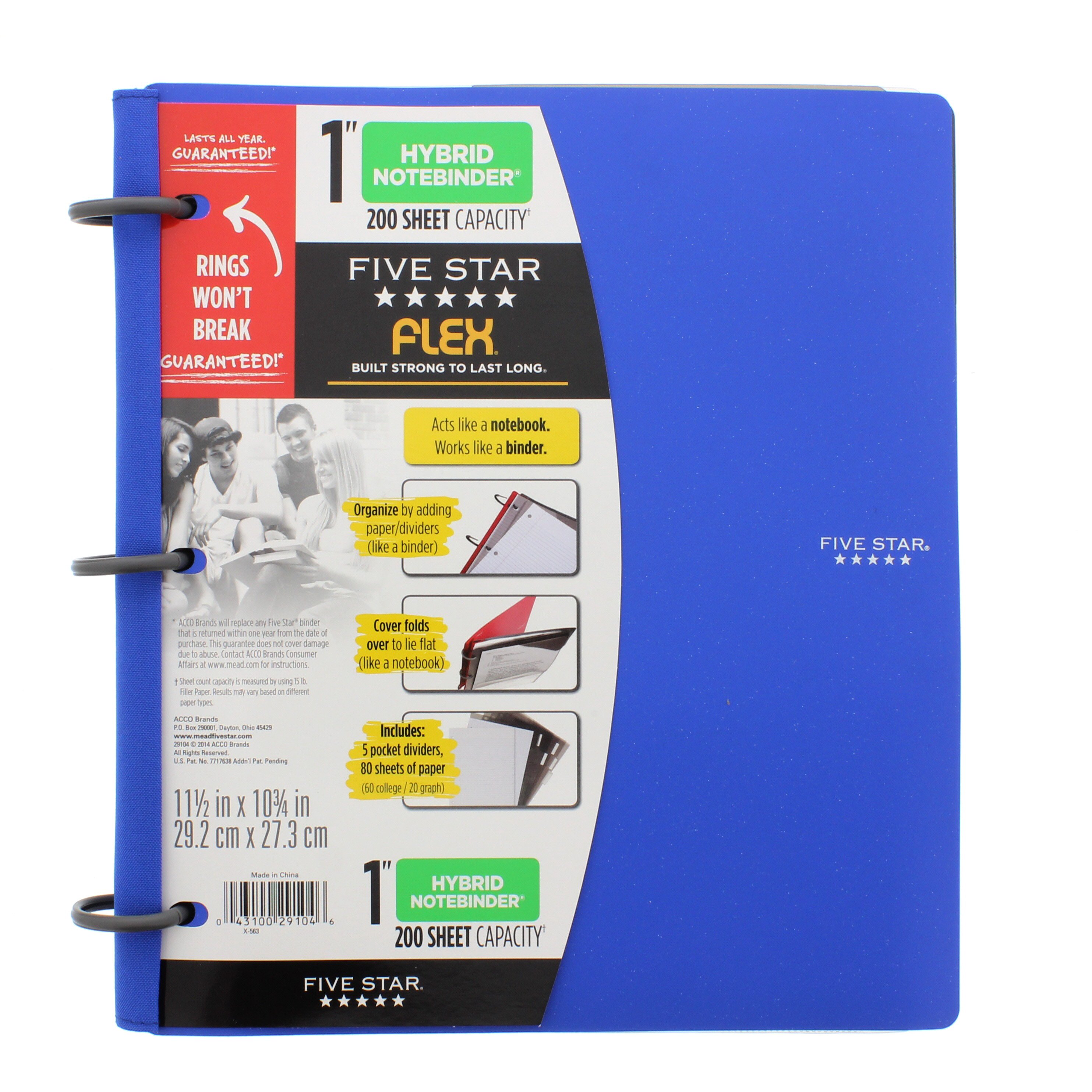 Mead Five Star Flex Hybrid NoteBinder, Blue - Shop Binders at H-E-B