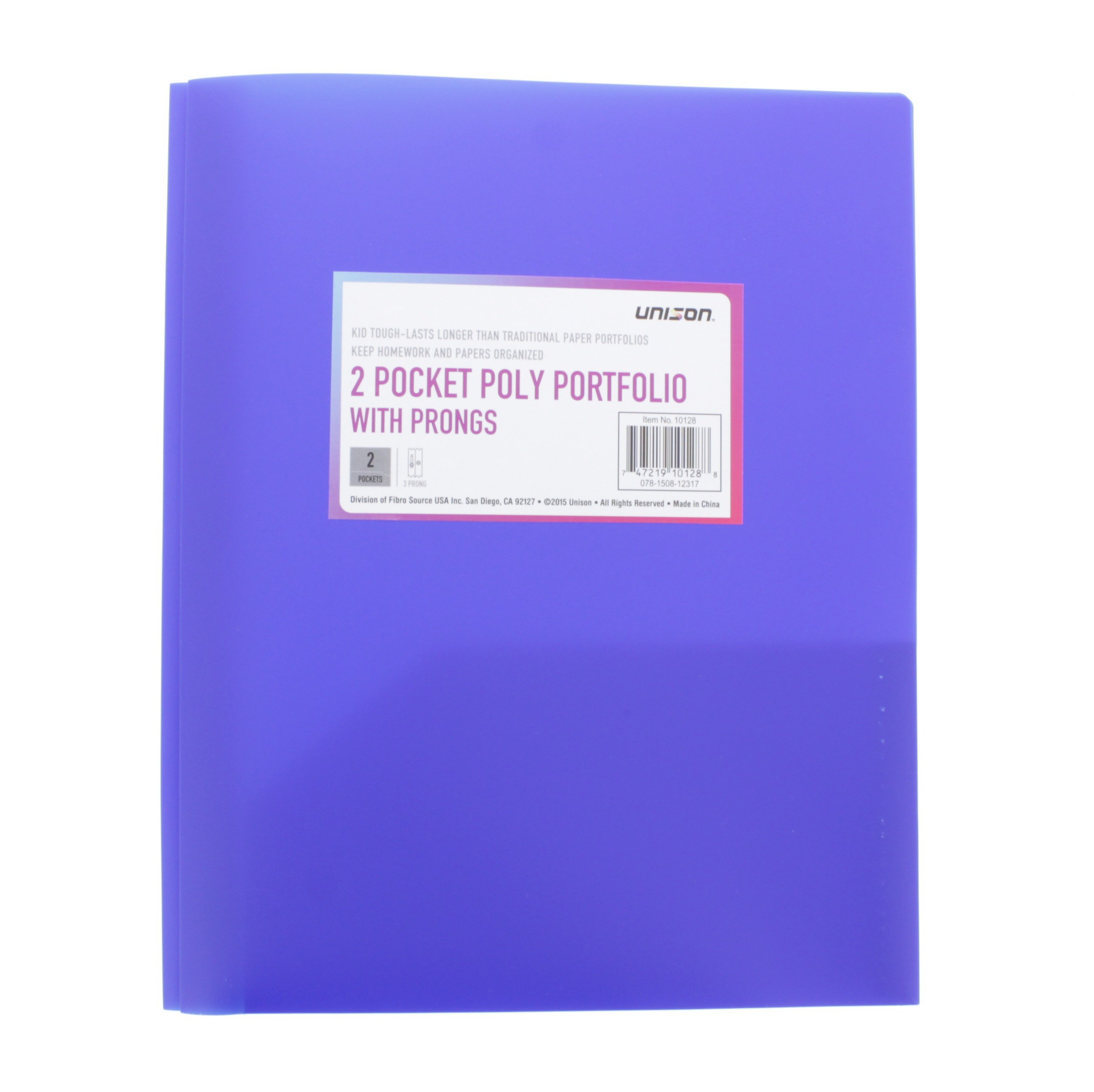 Unison 2 Pocket Poly Portfolio with Prongs, Blue - Shop Folders at H-E-B