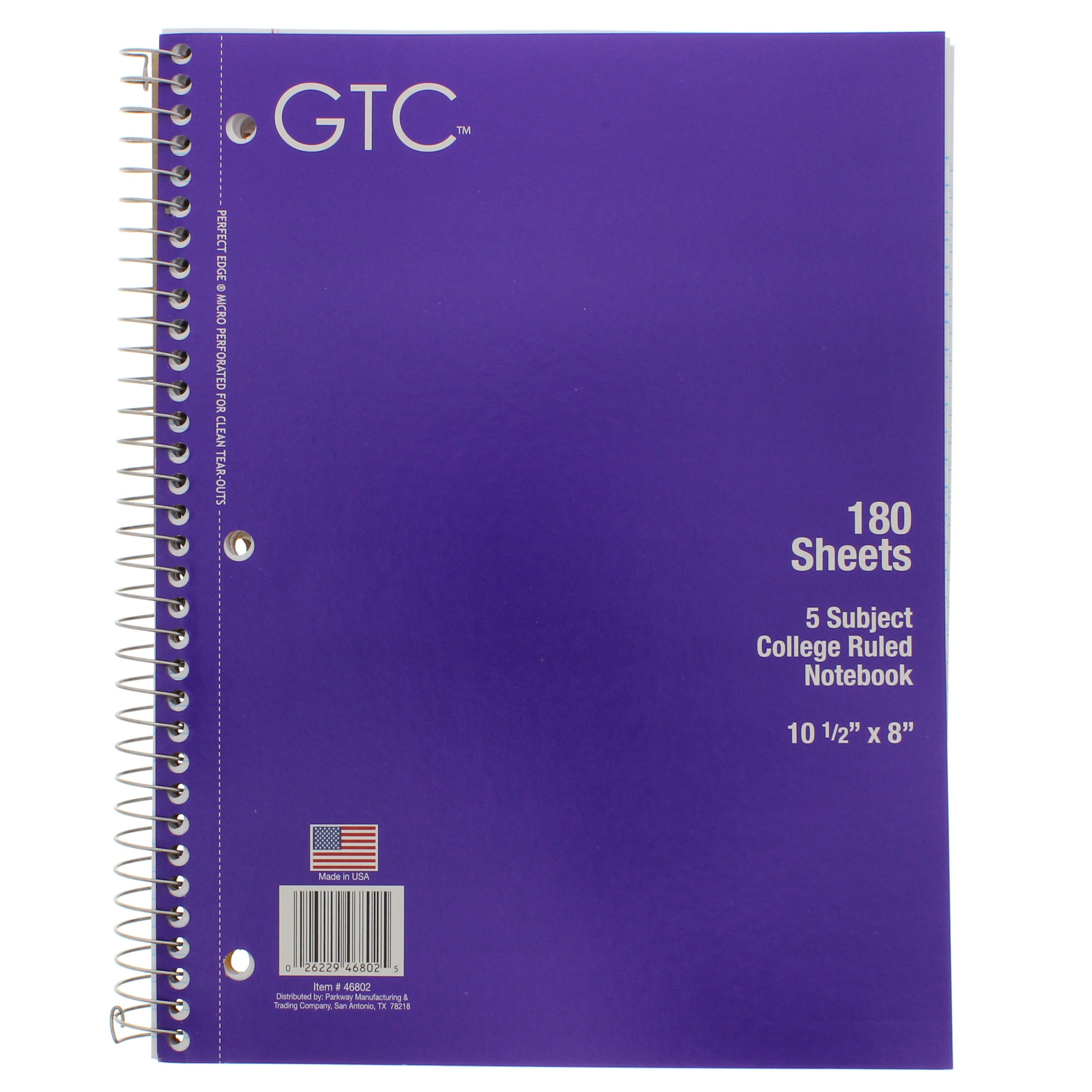 GTC 5 Subject College Ruled Spiral Notebook, Purple - Shop Notebooks at ...