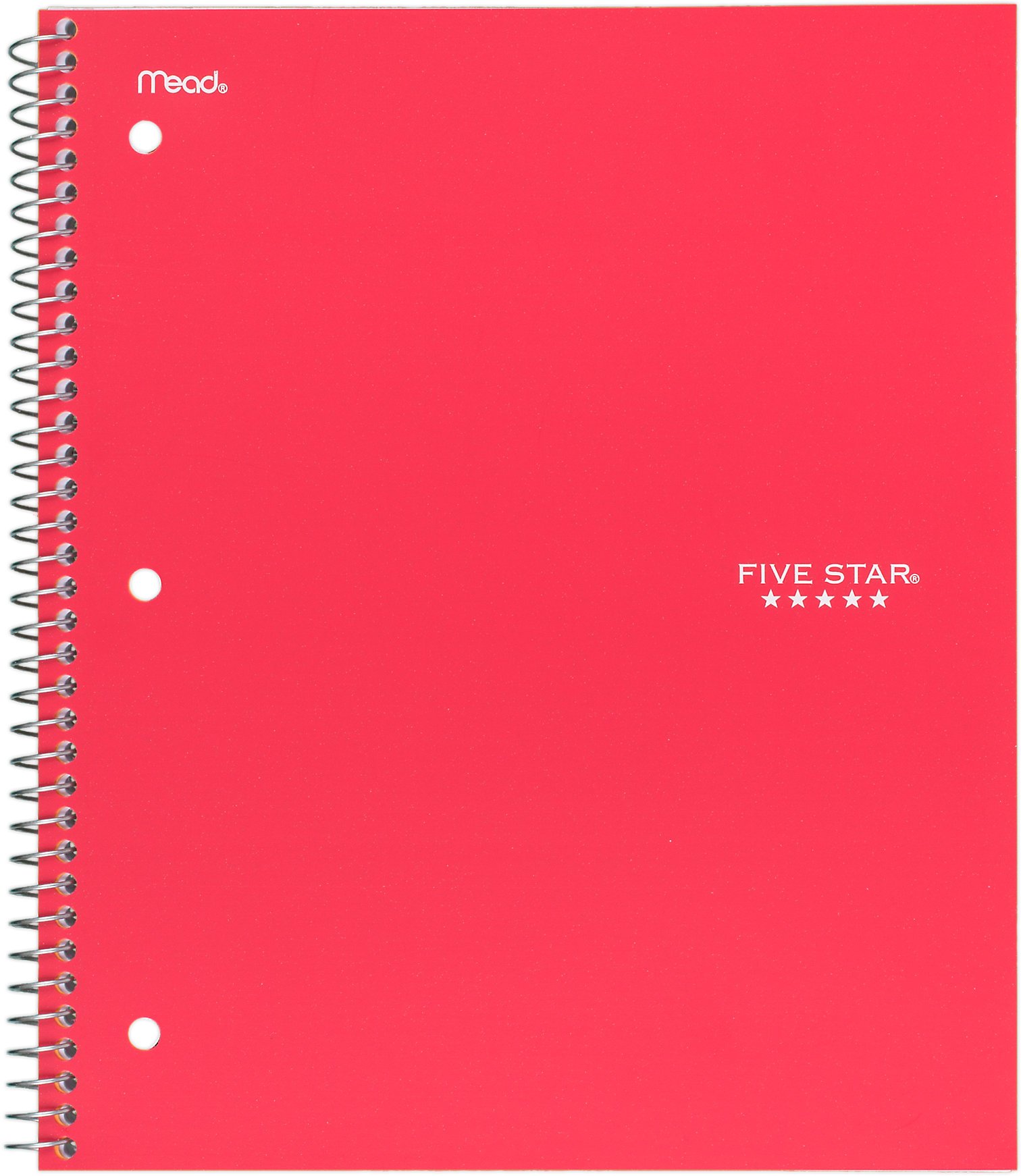 Mead Five Star 1 Subject Wirebound Wide Ruled Notebook, Red - Shop ...