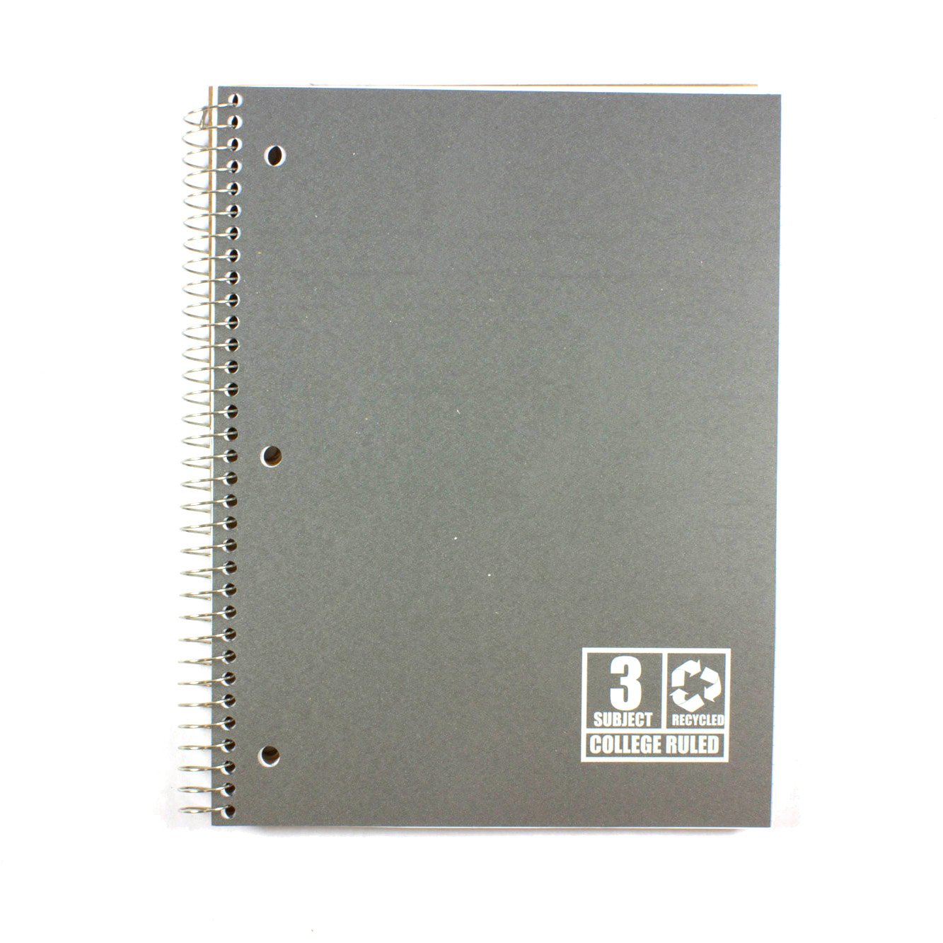 Norcom Recycled 3 Subject College Ruled Spiral Notebook, Grey - Shop ...