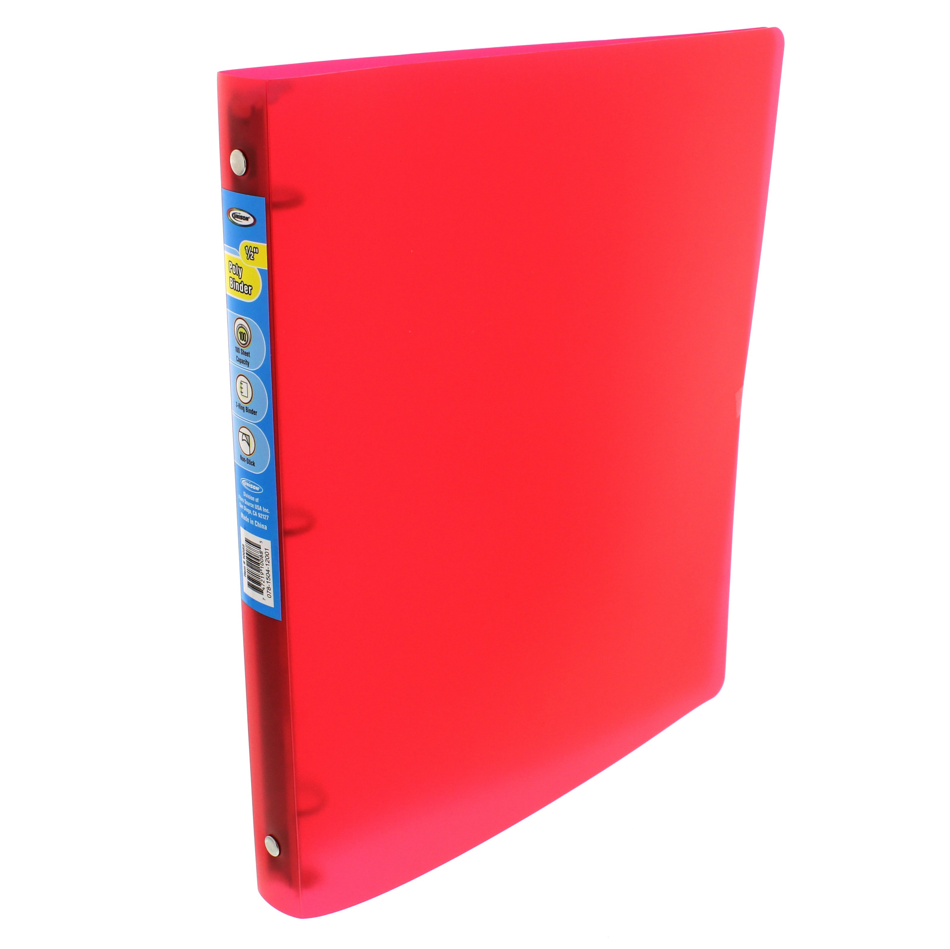 Unison 1/2" 3 Ring Poly Binder Without Pockets, Red - Shop School ...
