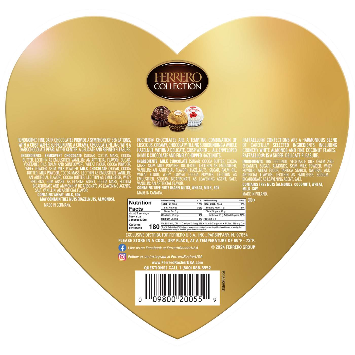 Ferrero Collection Fine Assorted Confections Valentine's Heart Gift Box ...