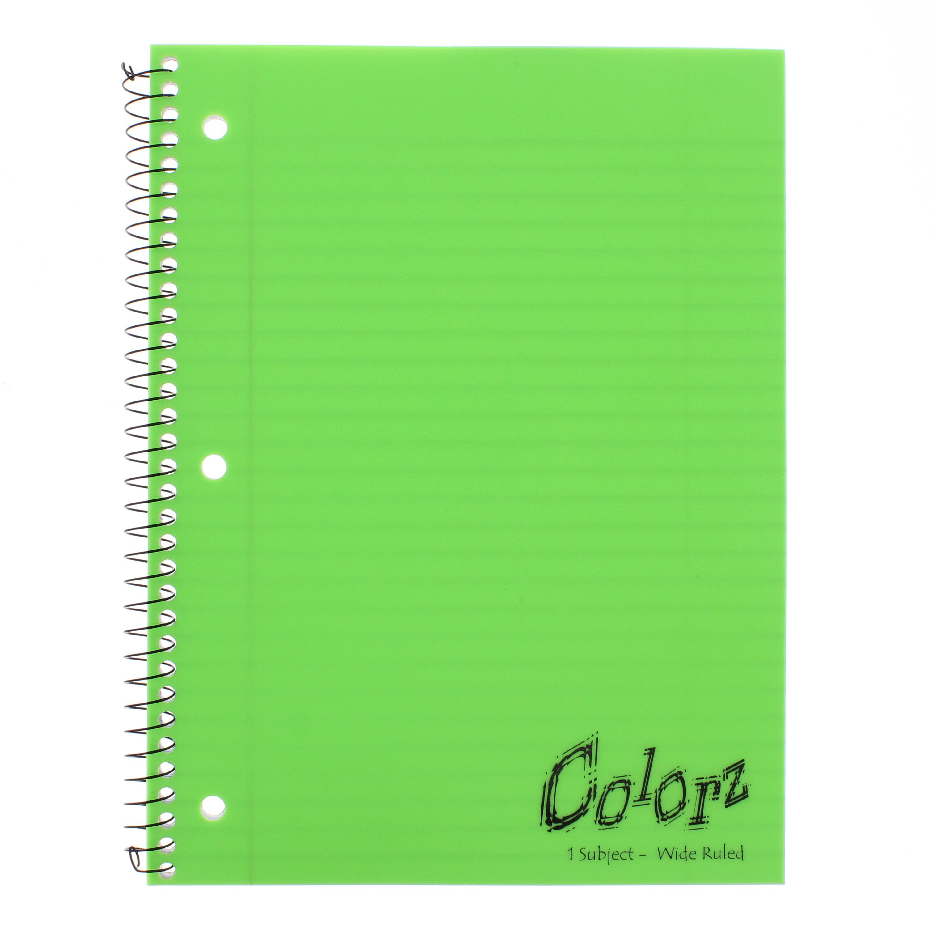 Colorz Wide Ruled 1 Subject Spiral Notebook, Green - Shop School ...