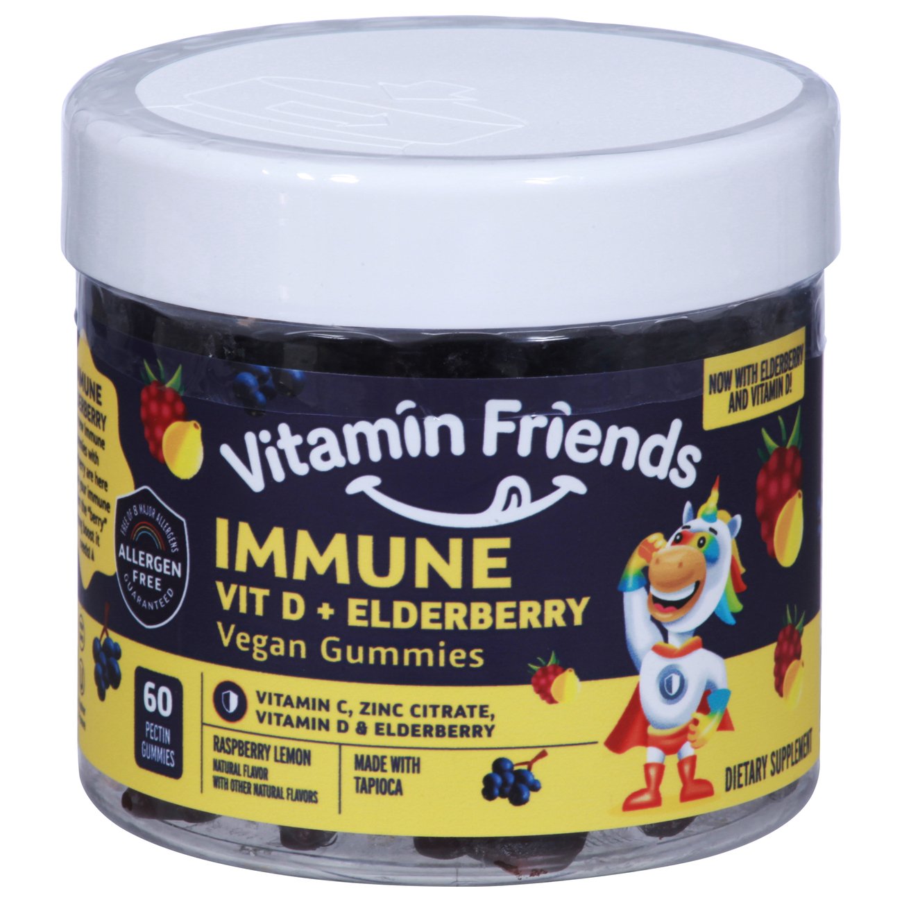 Vitamin Friends Immune Vitamin D + Elderberry Gummies - Raspberry Lemon ...