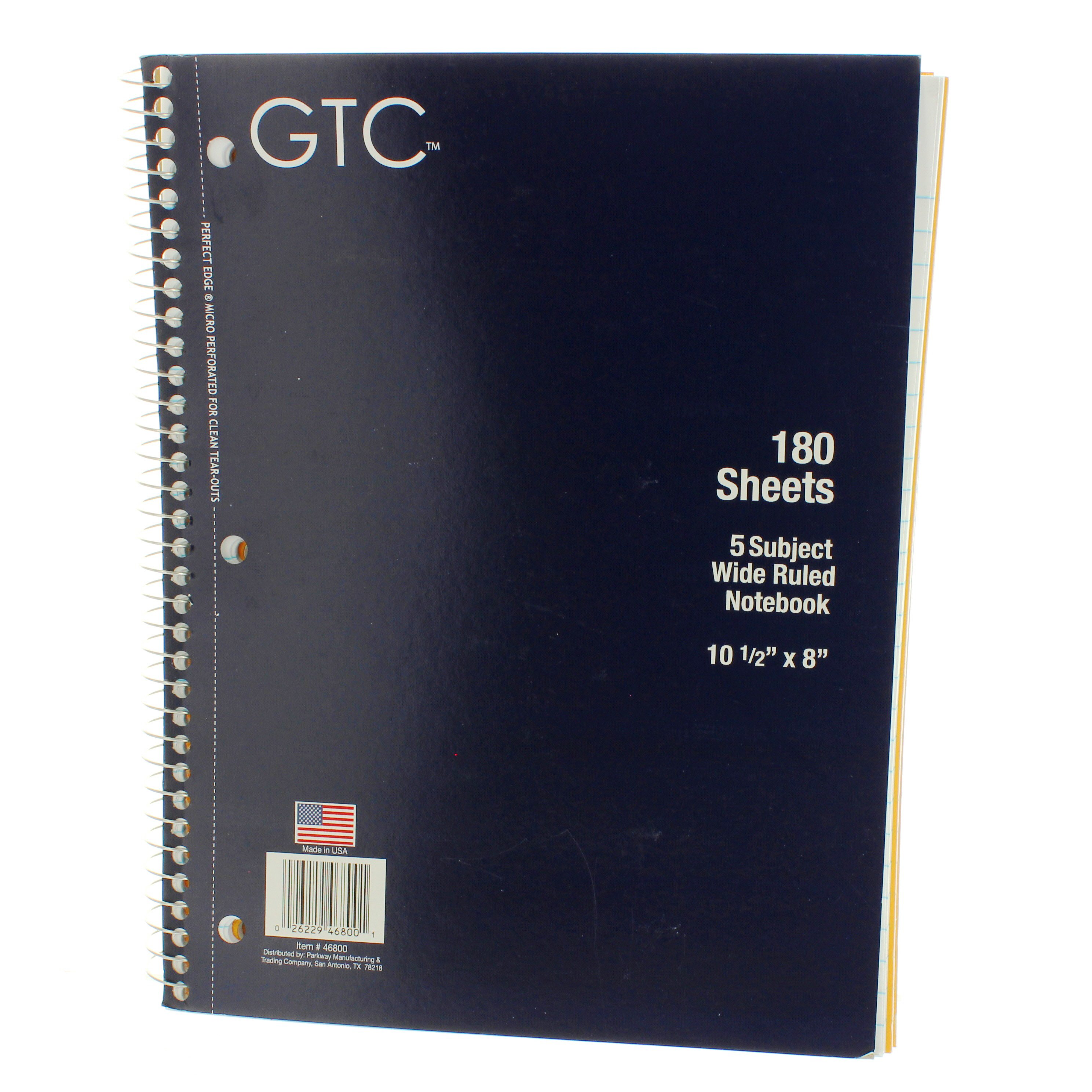 GTC 5 Subject Wide Ruled Spiral Notebook, Navy - Shop Notebooks at H-E-B