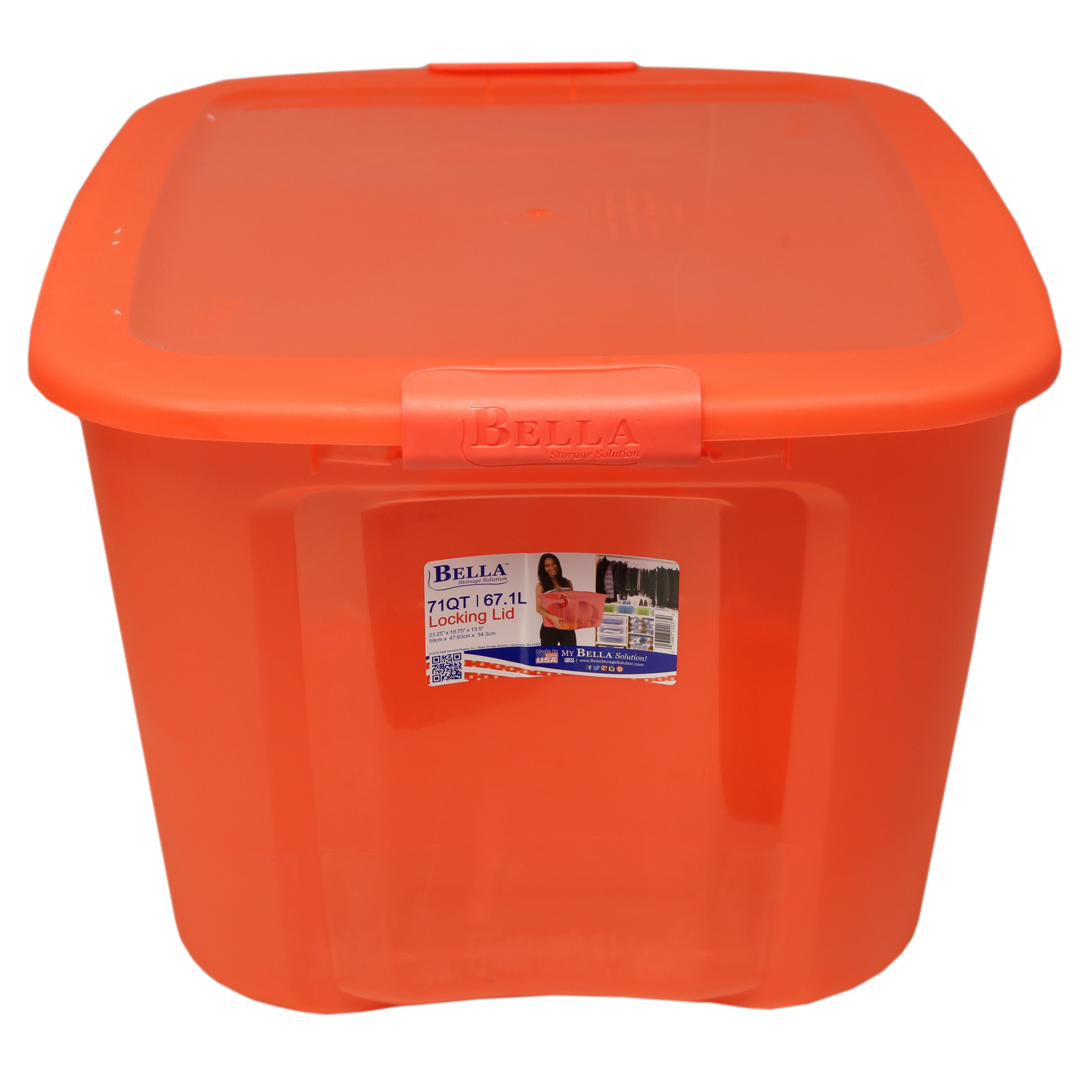 Bella 71 QT Storage Container with Locking Lid, Coral - Shop Storage ...