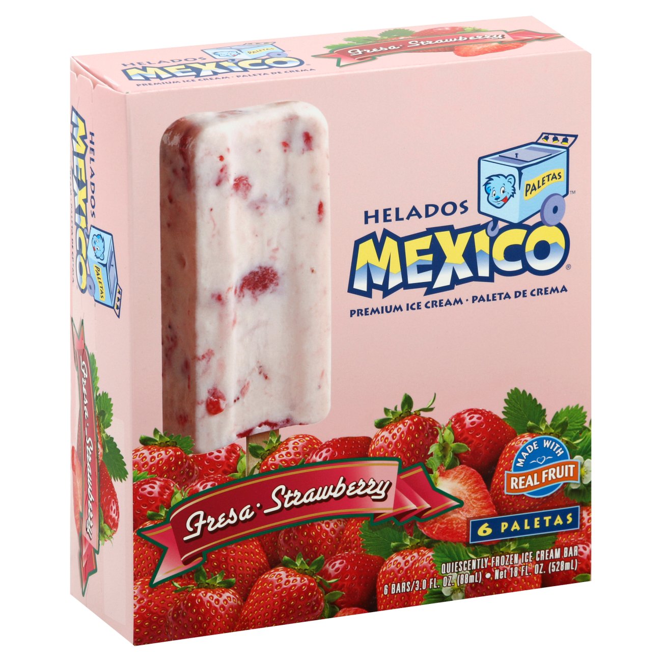 Helados Mexico Strawberry Ice Cream Bars, 6 ct | Central Market ...