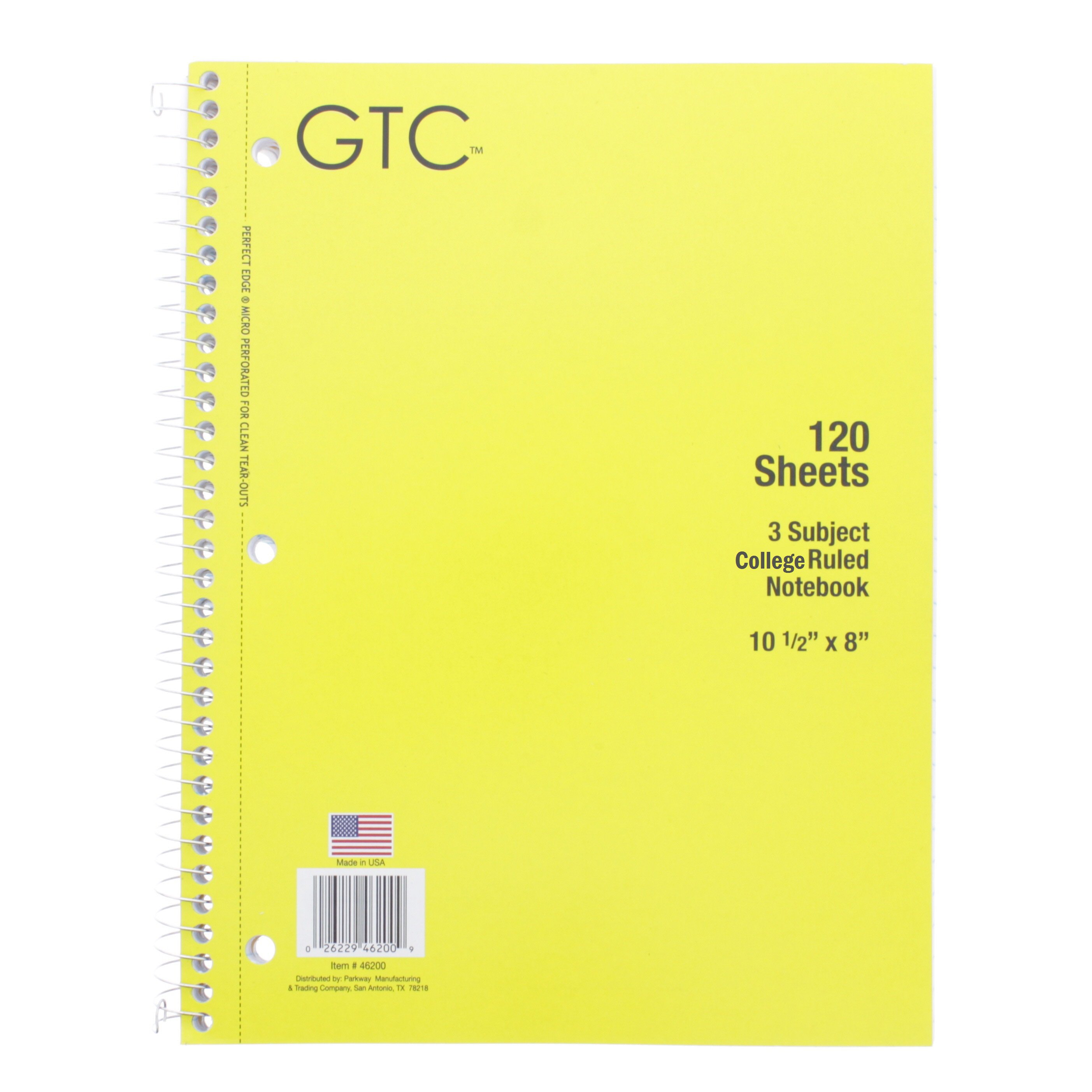 GTC 3 Subject College Ruled Spiral Notebook, Yellow - Shop Notebooks at ...